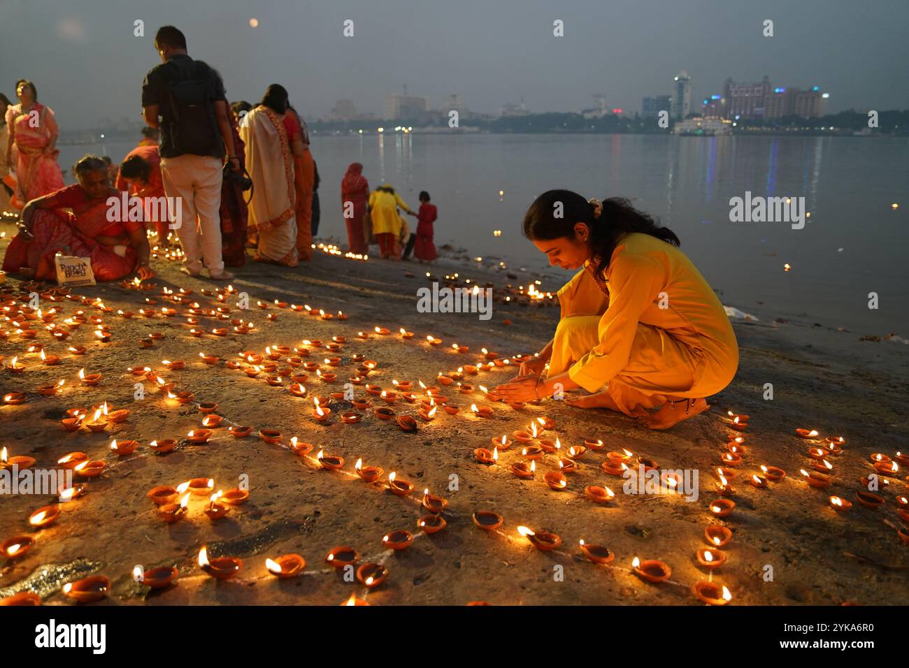 Kolkata, India, 15th November 2024: A river of light and devotion ...