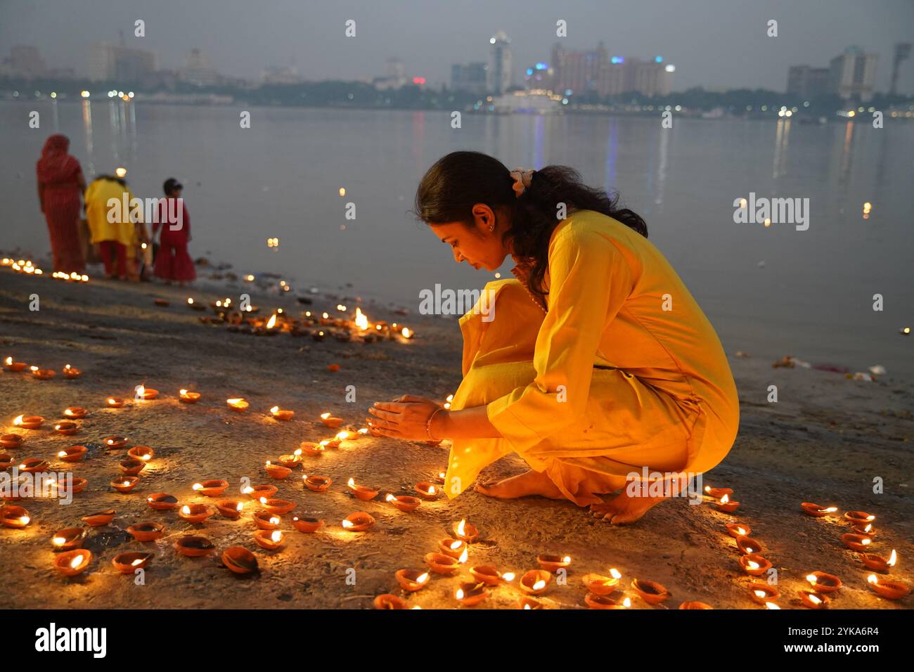 Kolkata, India, 15th November 2024: A river of light and devotion ...