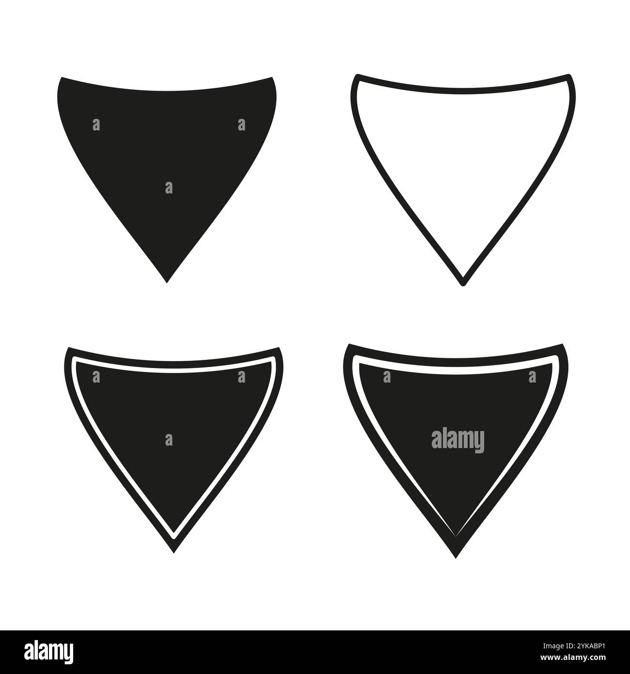 Shield icons. Geometric vector shapes. Triangular symbols. Black and ...
