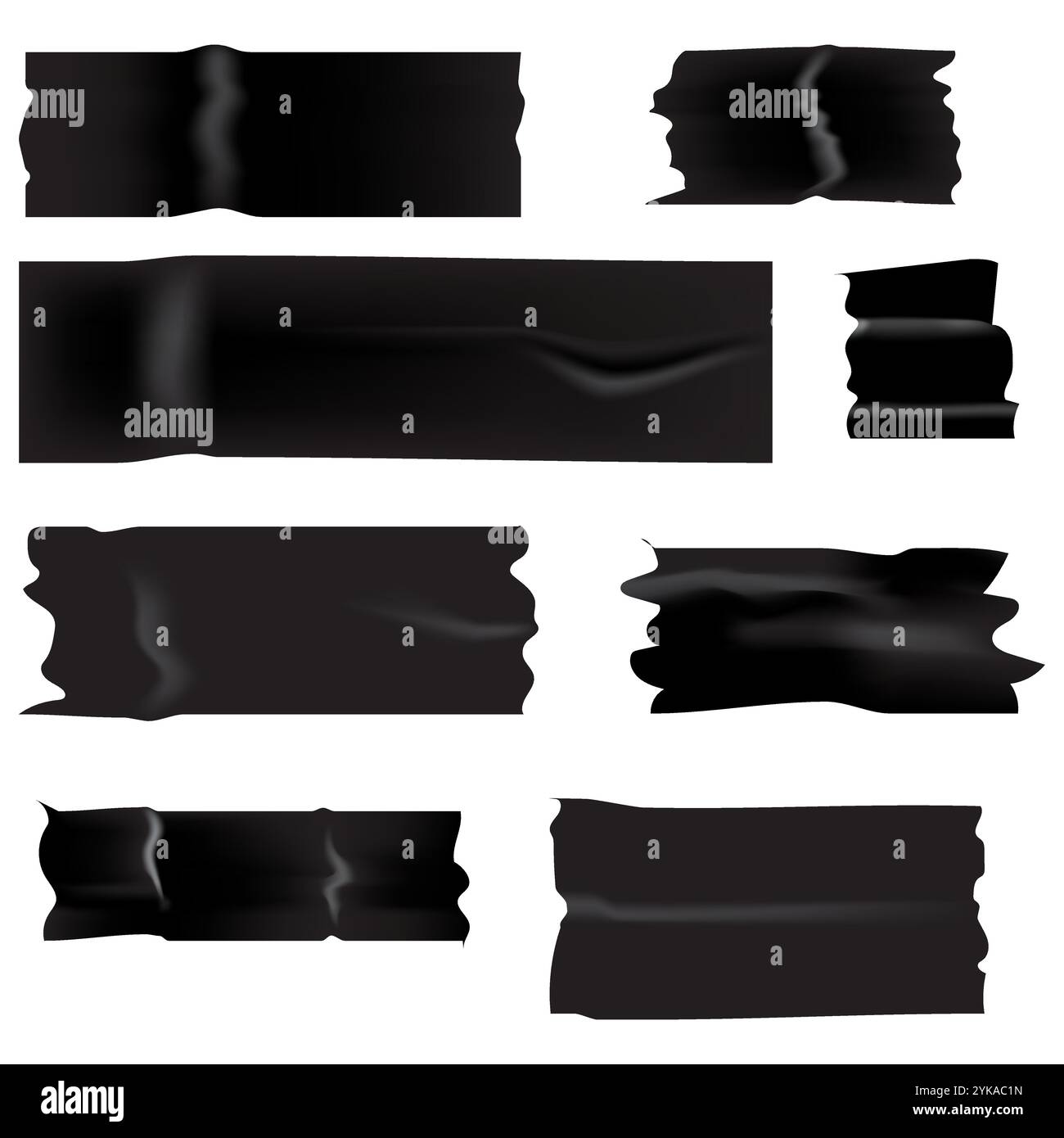 Black tape shapes. Adhesive strip illustration. Wrinkled vector texture ...