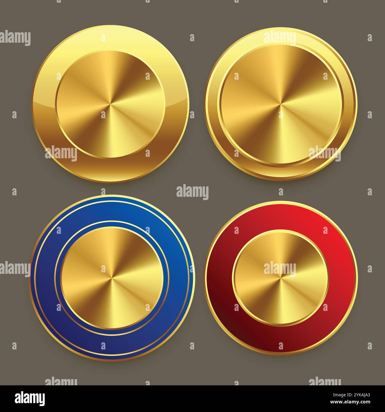 premium golden metal circular buttons set Stock Vector Image & Art - Alamy