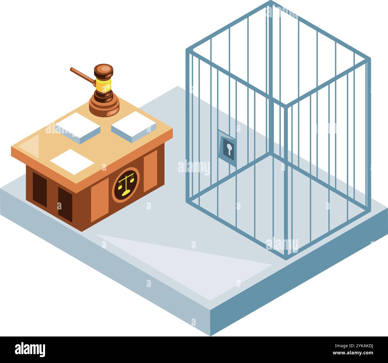 judge desk and jail isometric Stock Vector Image & Art - Alamy