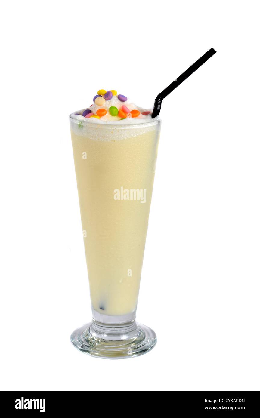 mango milkshake drink on white background Stock Photo - Alamy