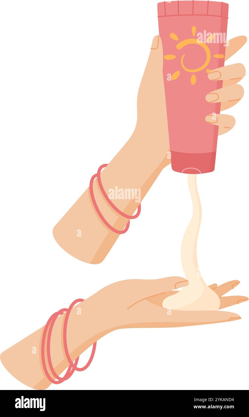 Hand Squeeze Sun Screen Cream Product Stock Vector Image & Art - Alamy