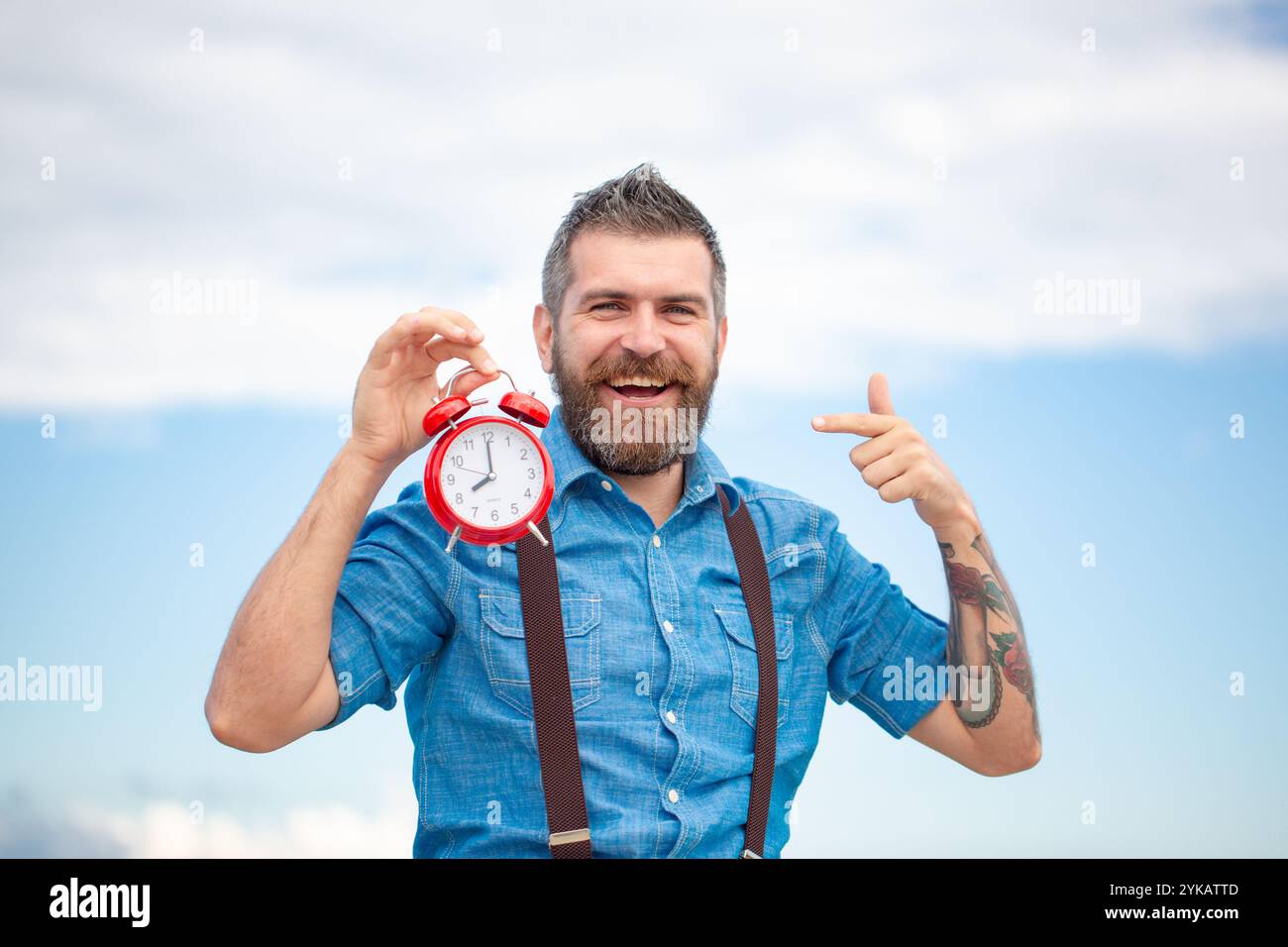 Good morning. Man awake in morning. Portrait of man with beauty face ...