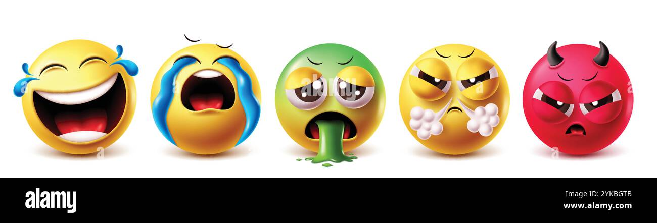 Crying emoji vector characters set. Emojis clipart in laughing, sob ...