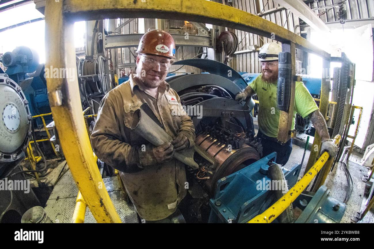 Open pit coal mine, in the Thunder Basin National Grassland, near ...