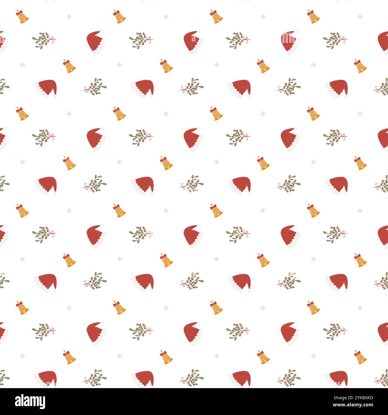 Minimalist Christmas pattern with hats and bells. Vector illustrations ...