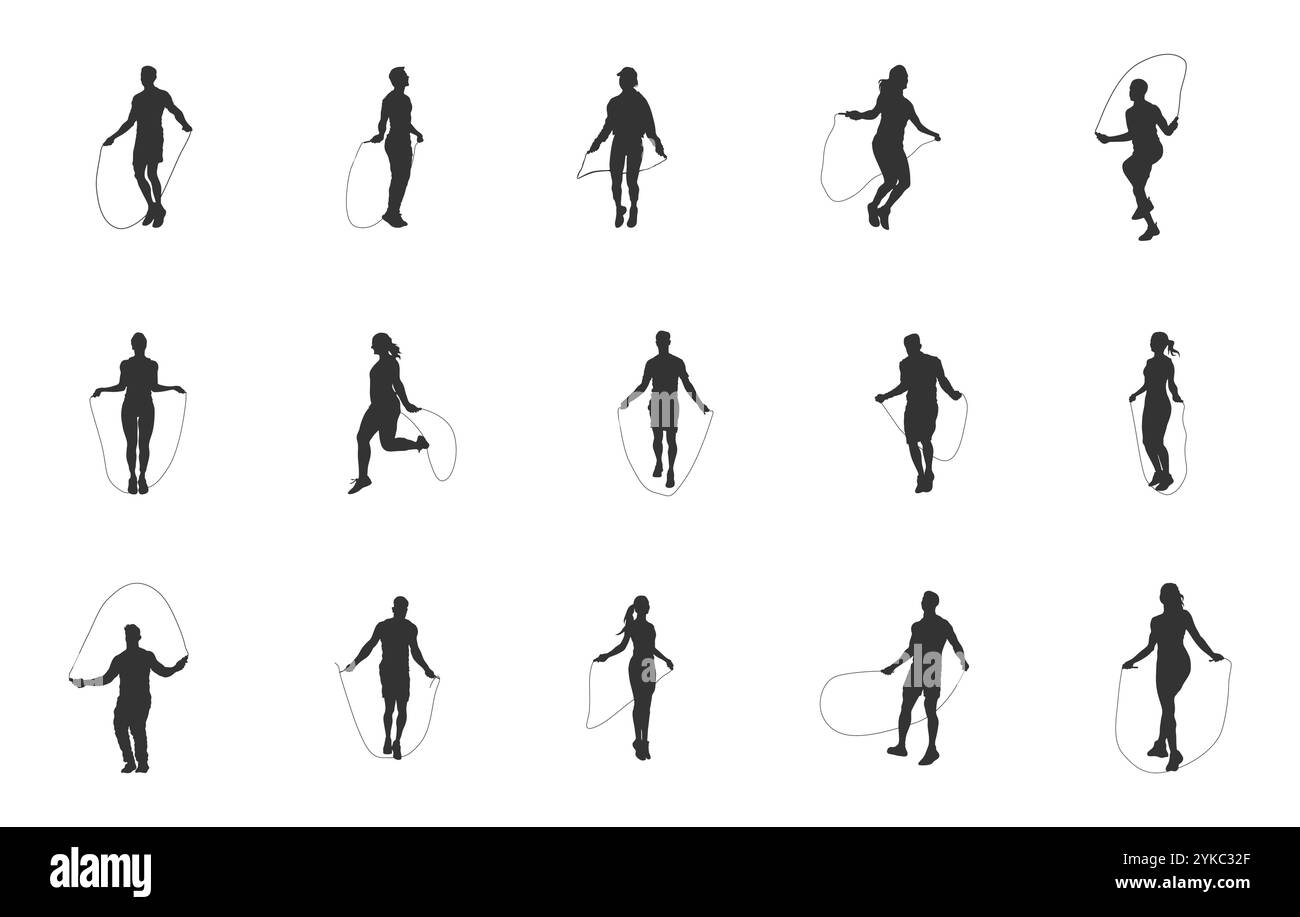 Jumping rope silhouette, Jump rope skipping silhouette, Jump rope ...