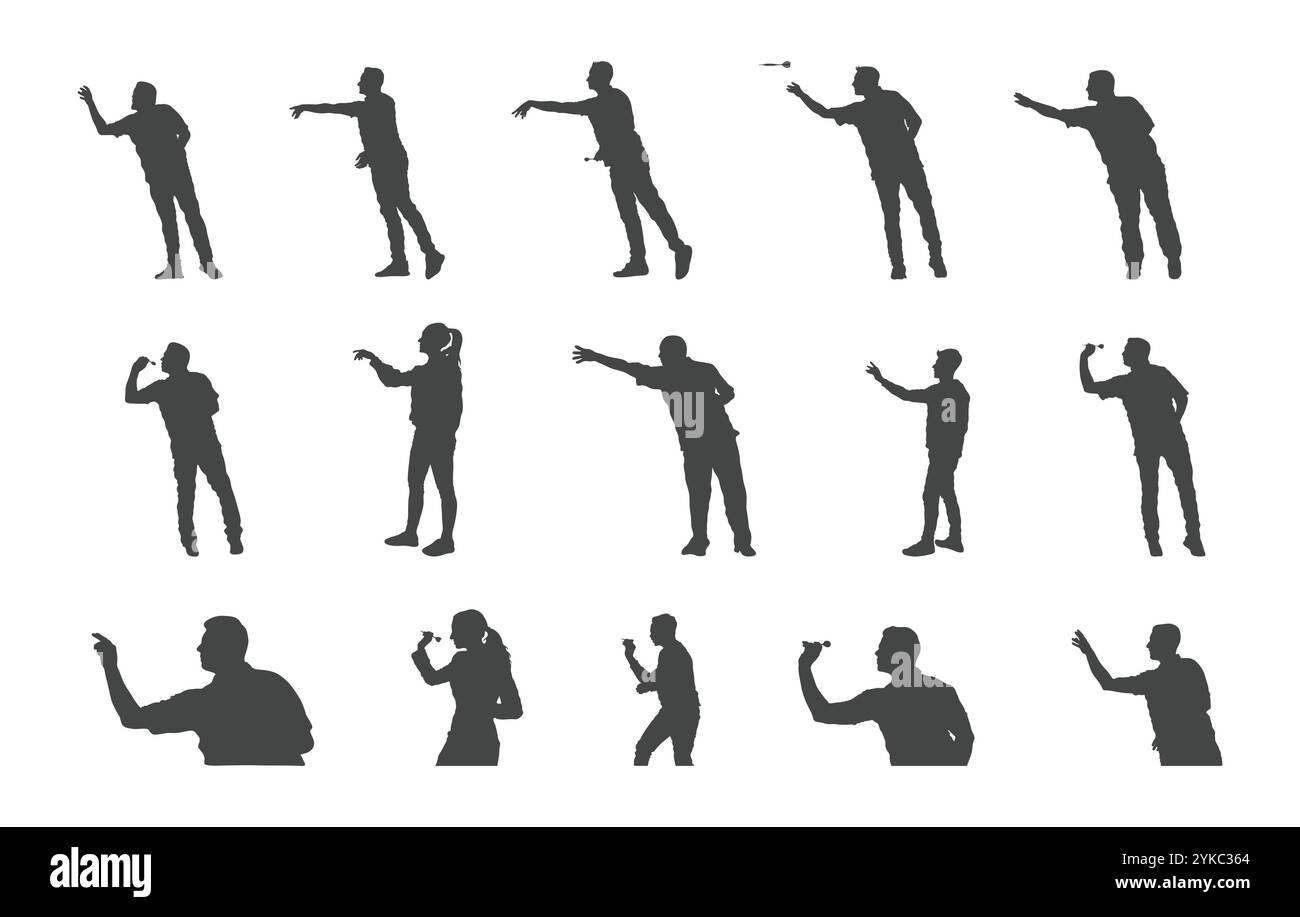 Dart players silhouette, Darts vectors, Darts throwing silhouette ...
