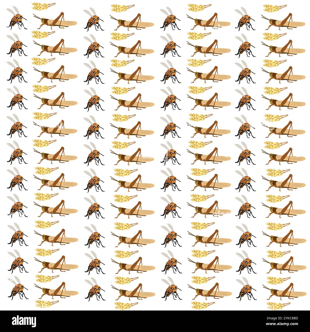 grasshopper, bee with fruit as a pattern background Stock Vector Image ...