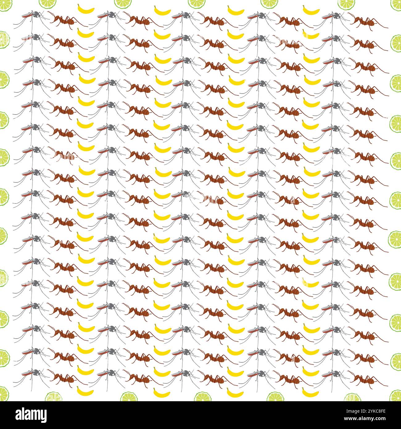 mosquitoes, ants with fruit as a pattern background Stock Vector Image ...