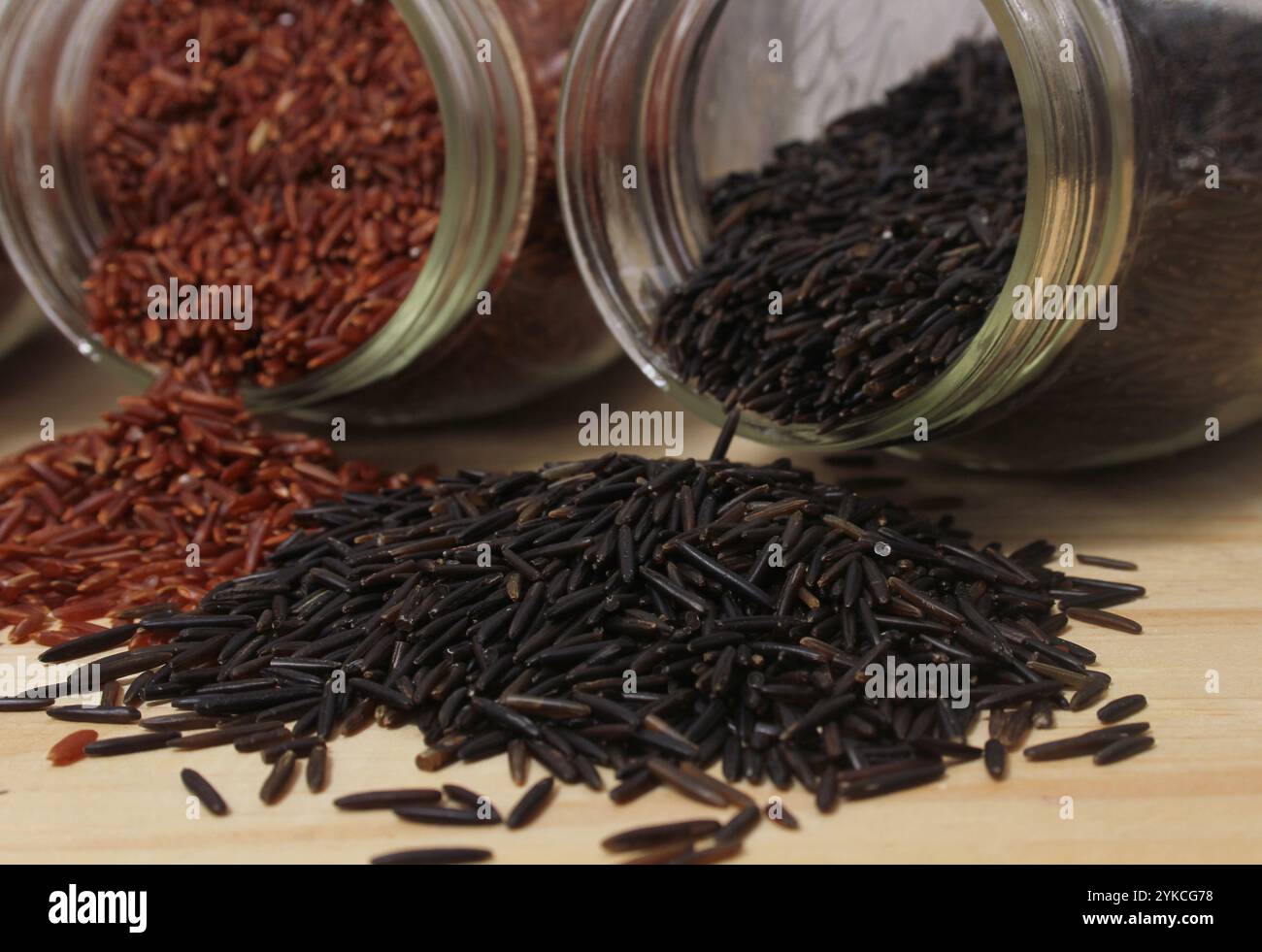 Different Rice Varieties in Rustic Kitchen. Wild Rice With Brown Rice ...