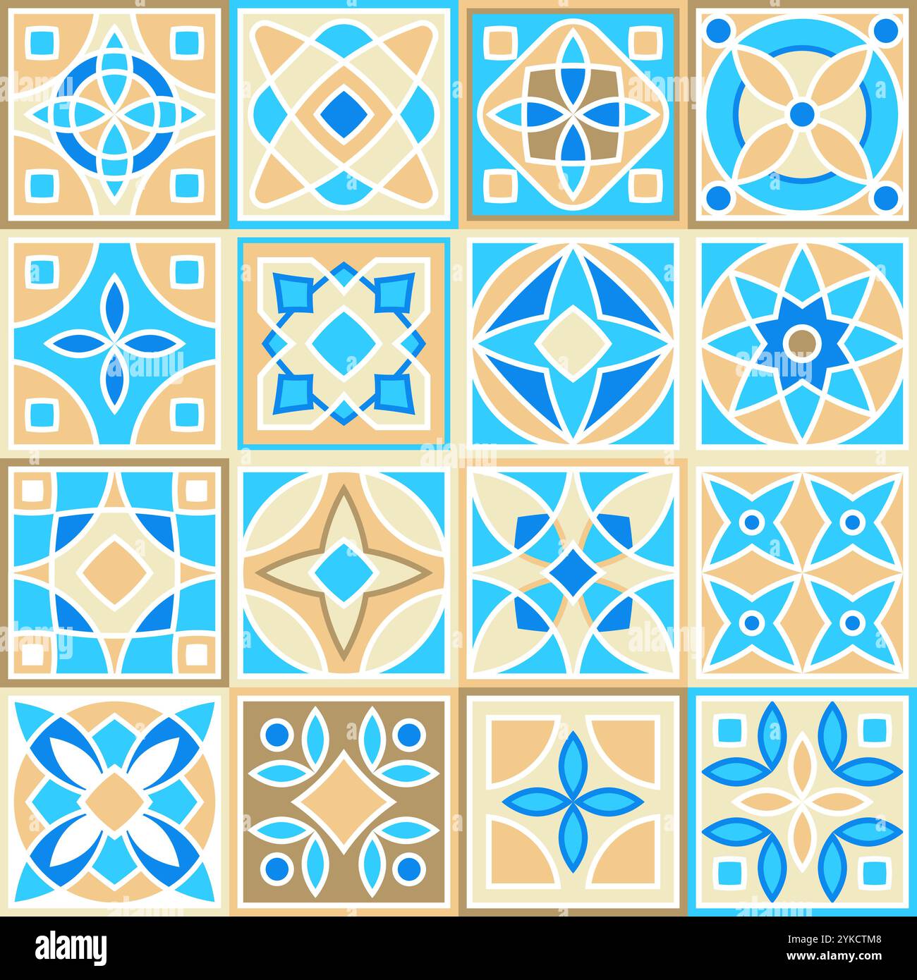 Set of vector hand drawn pattern of square ceramic tile. Ornate ...