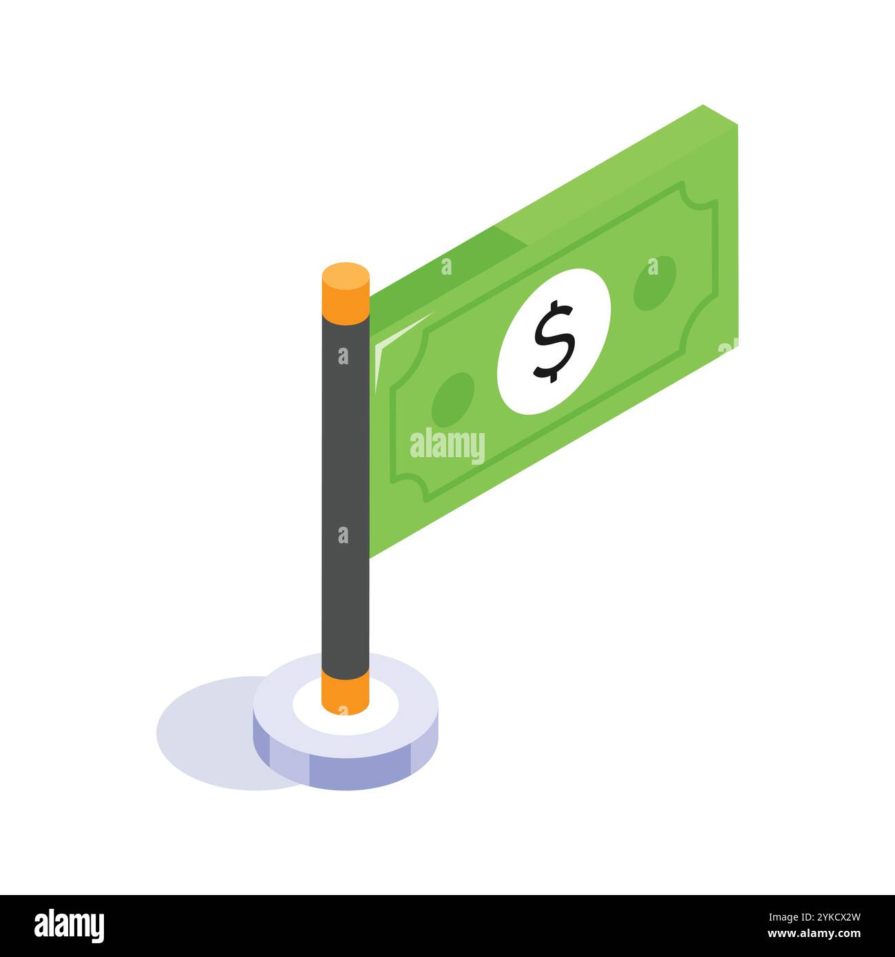 Isometric money flag icon representing financial goals, success, wealth ...