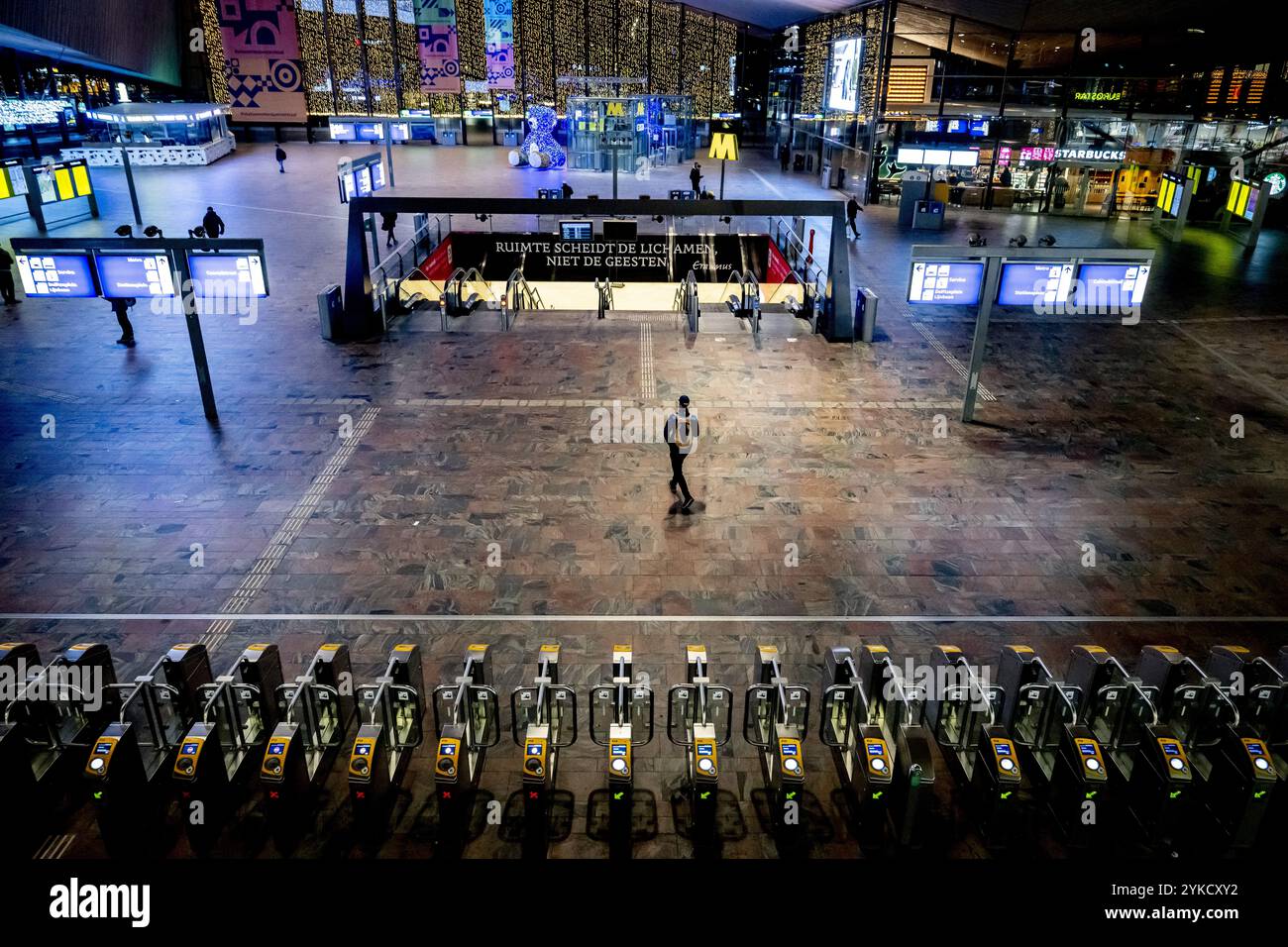 ROTTERDAM - Travelers during a ProRail strike in which traffic control ...