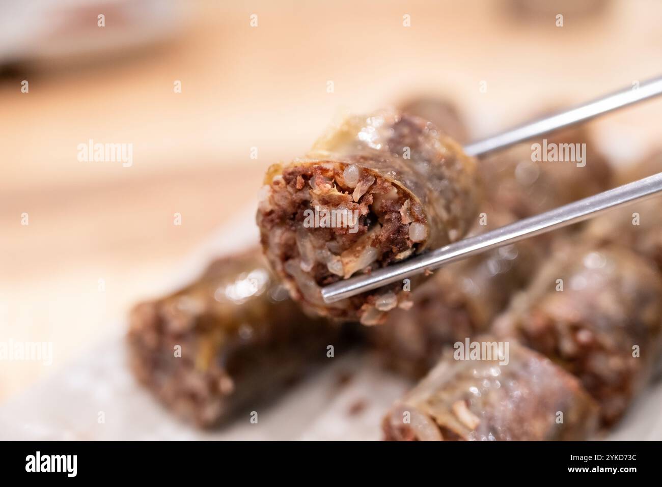 Delicious Korean cuisine Sundae plate, blood sausage made by steaming ...