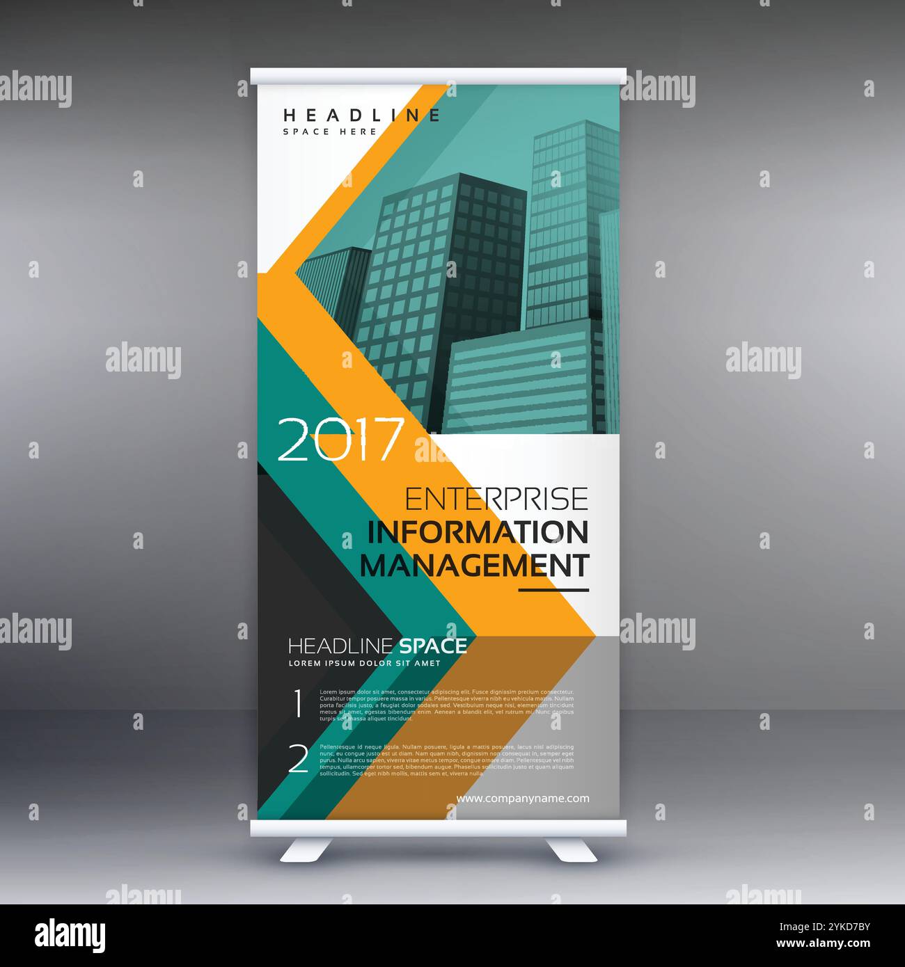 yellow and blue standee roll up banner design template for business ...