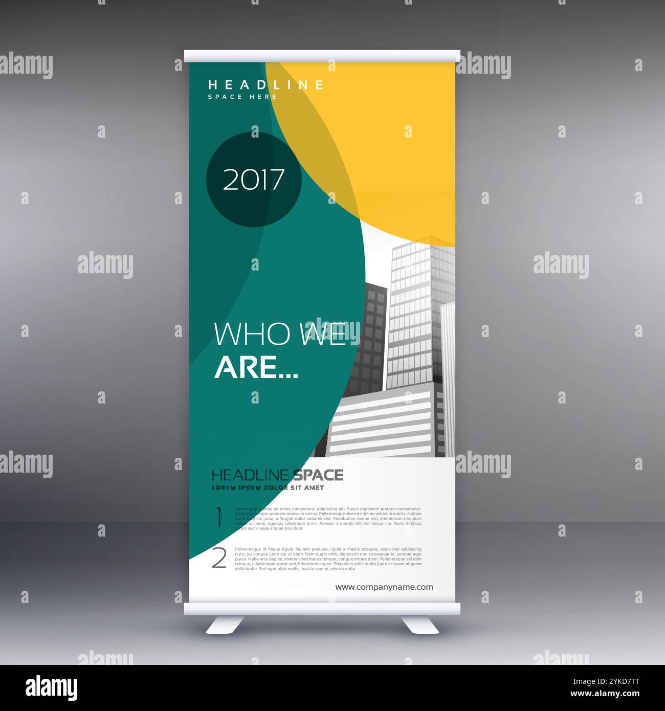 modern standee roll up banner design with green and yellow shapes for ...