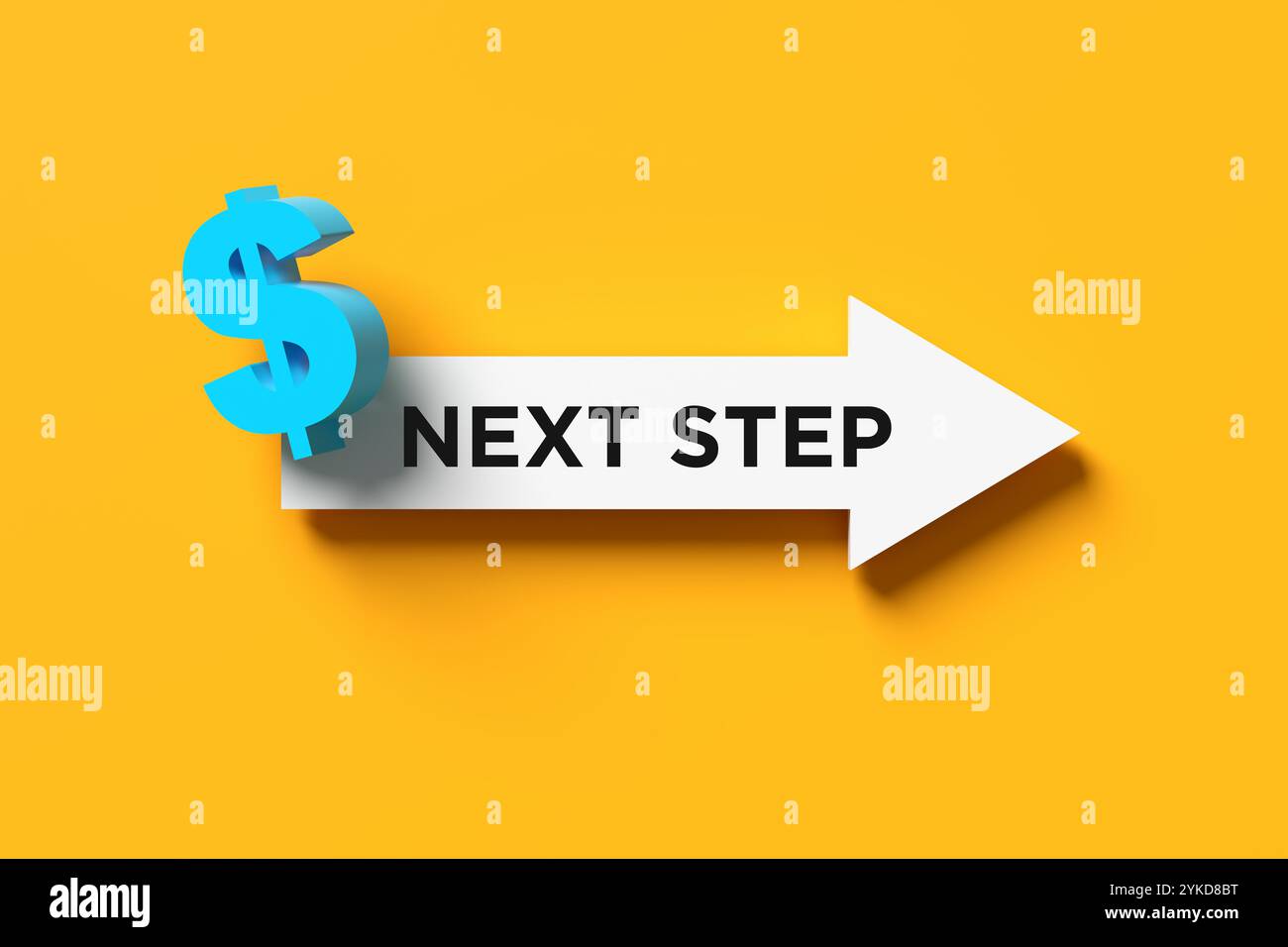 White arrow pointing towards next step of investment strategy with blue ...