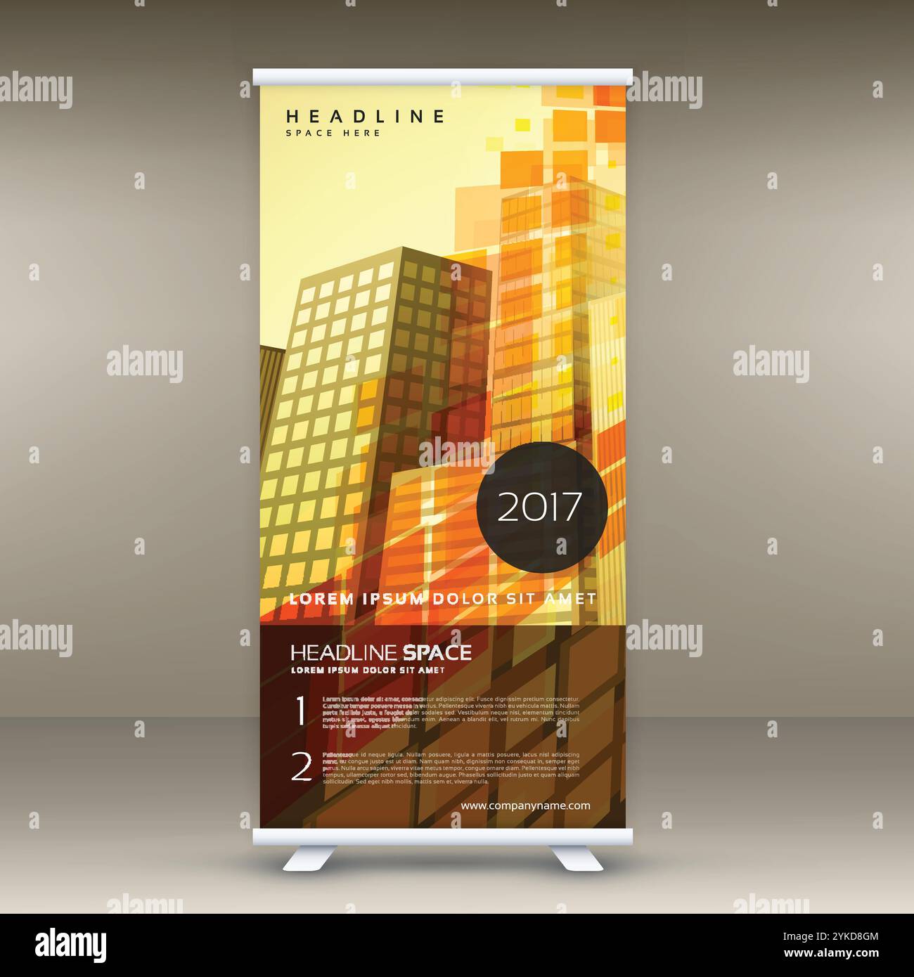 abstract yellow standee roll up banner design in retro theme Stock ...