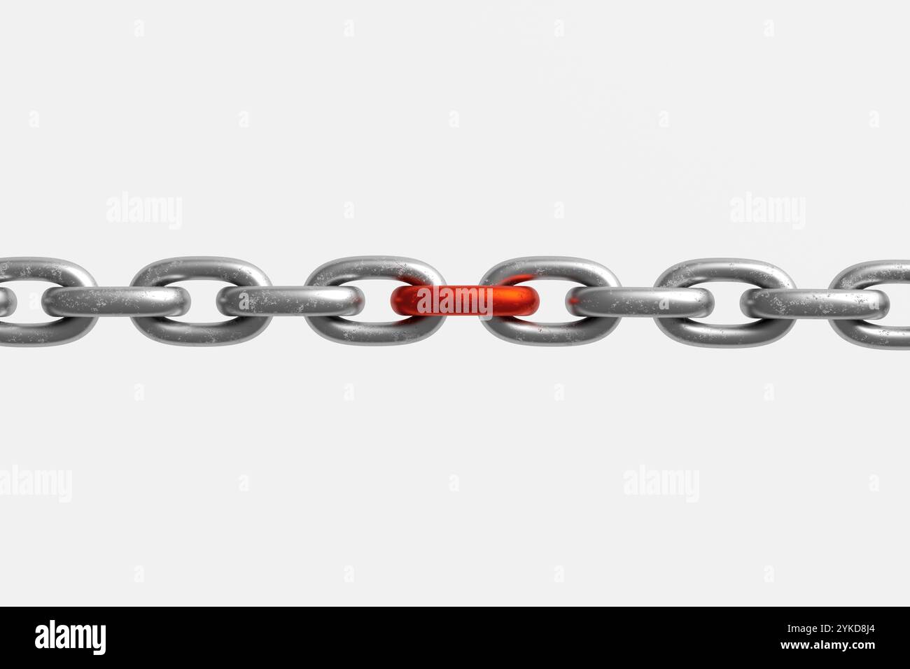 Metal chain featuring strong connection, partnership or weak link ...