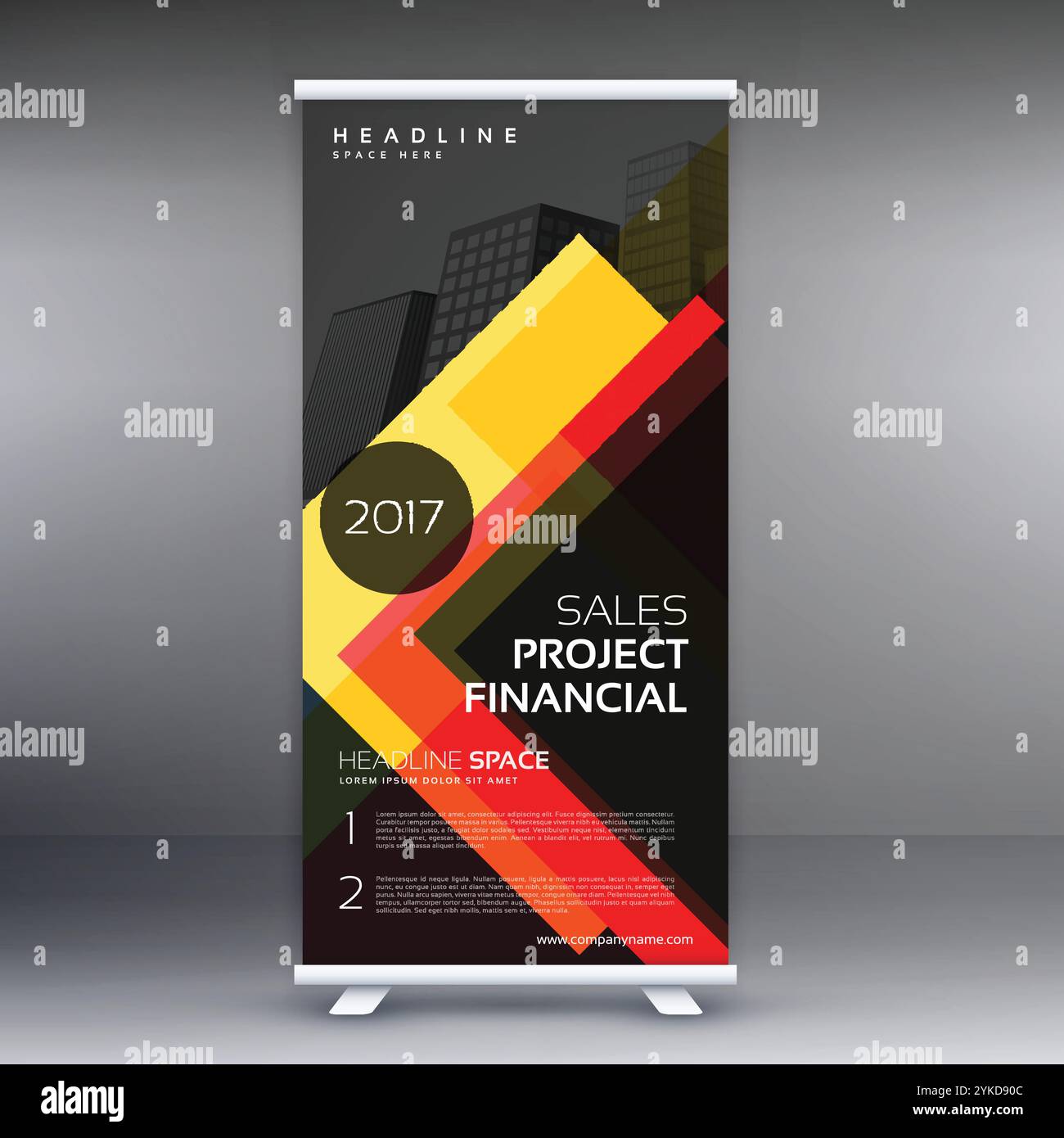 dark standee roll up banner design with yellow abstract shapes Stock ...