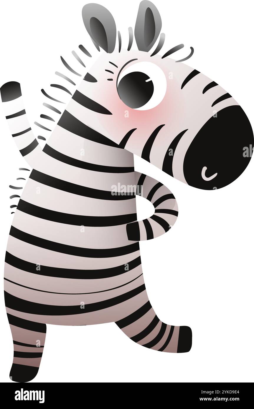 Playful Zebra Character Animal for Kids Cartoon Stock Vector Image ...