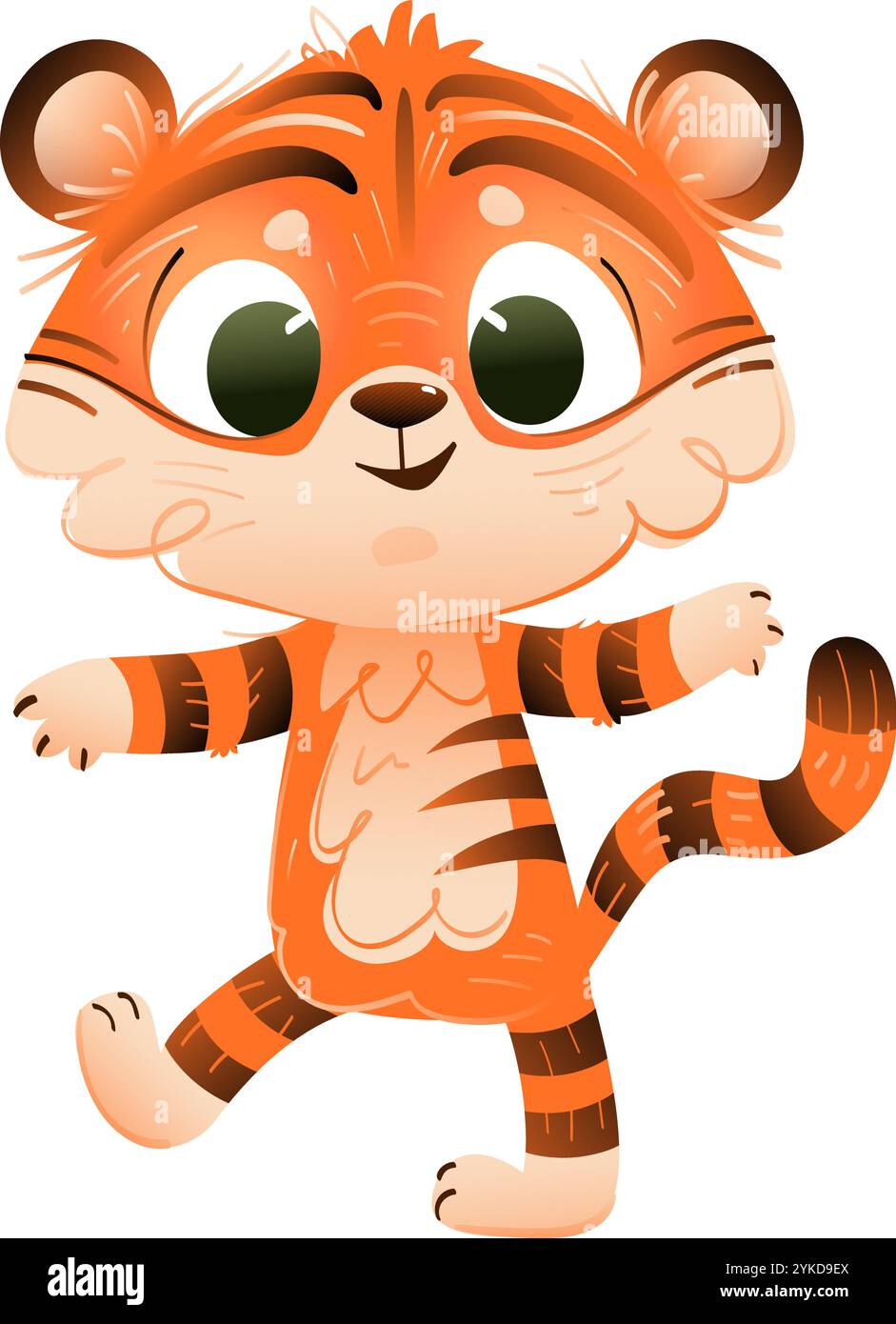 Cute Baby Tiger Character Animal for Kids Cartoon Stock Vector Image ...