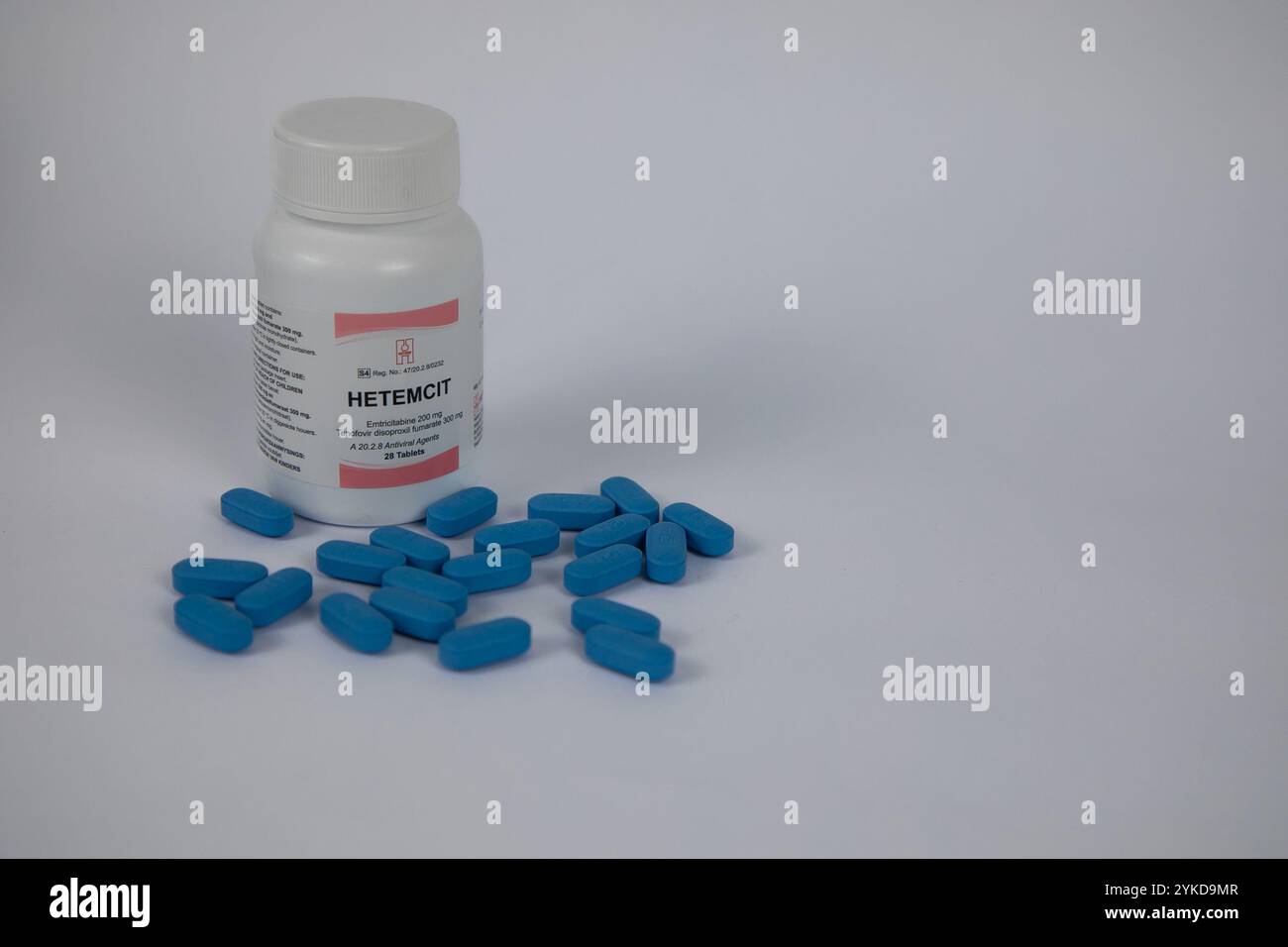 A bottle of Hetemcit a pre-exposure prophylaxis medication used in the ...