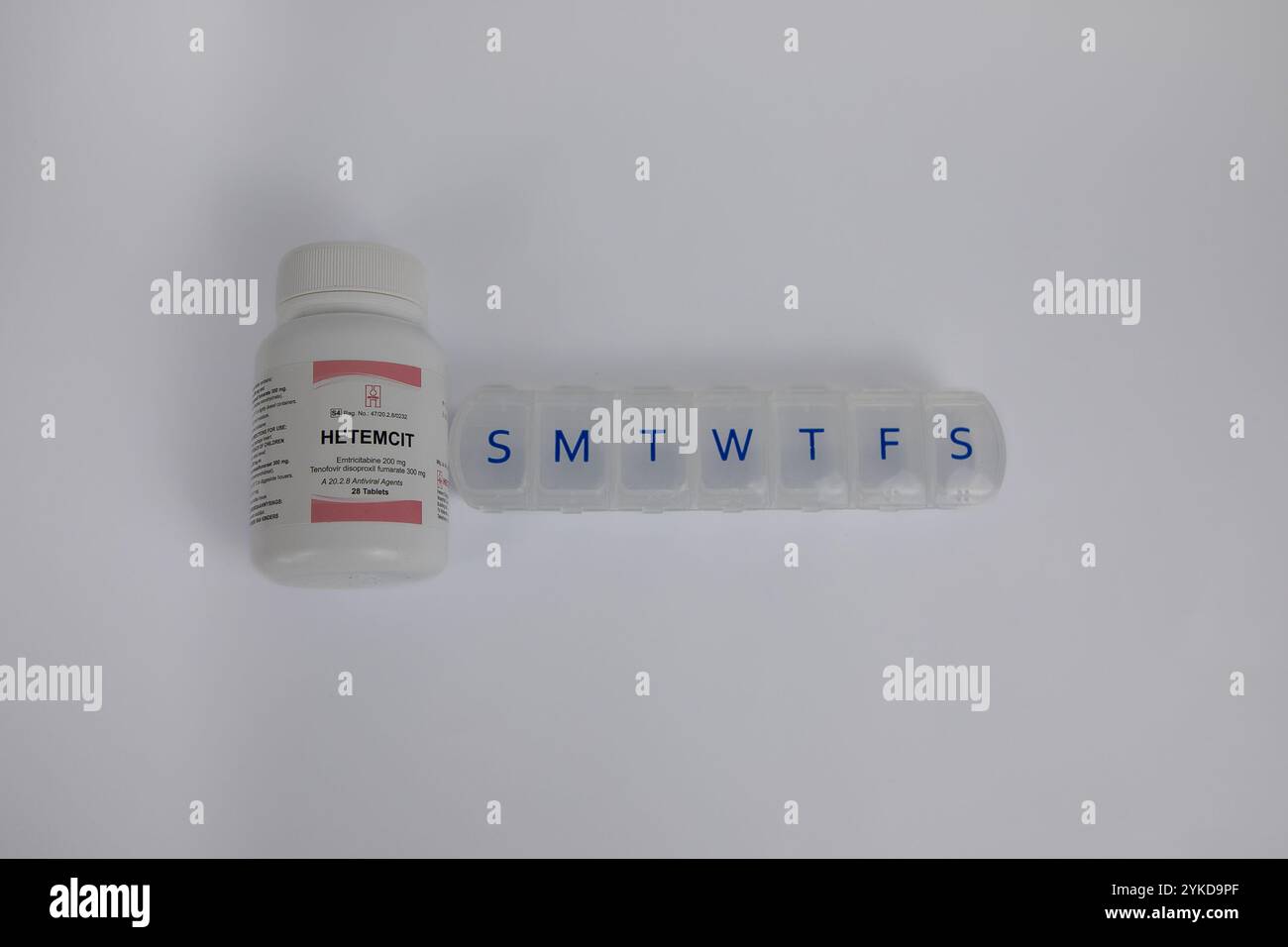 Bottle of Hetemcit, a pre-exposure prophylaxis or Prep medication used ...