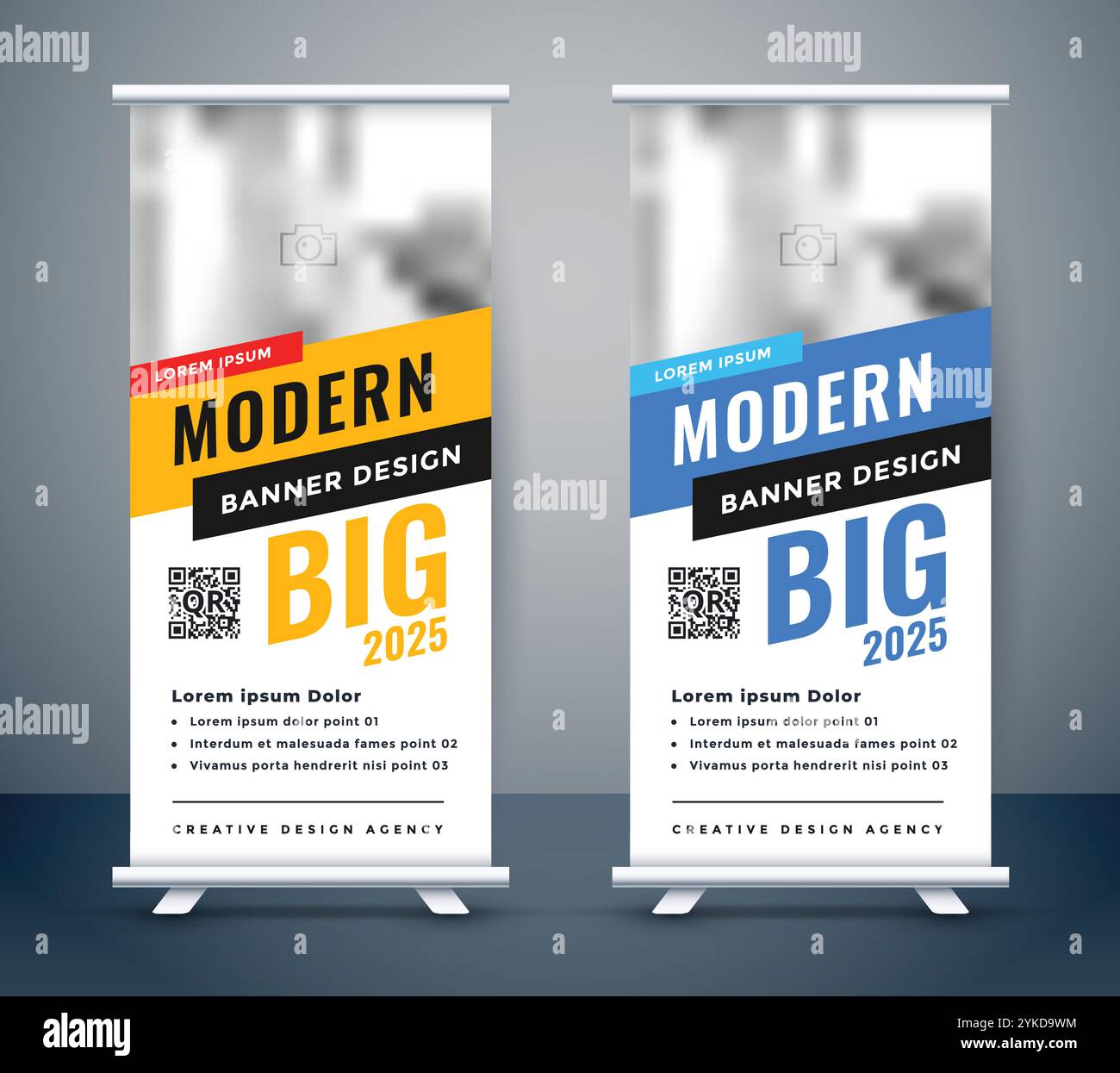 creative blue and yellow rollup standee banner design Stock Vector ...