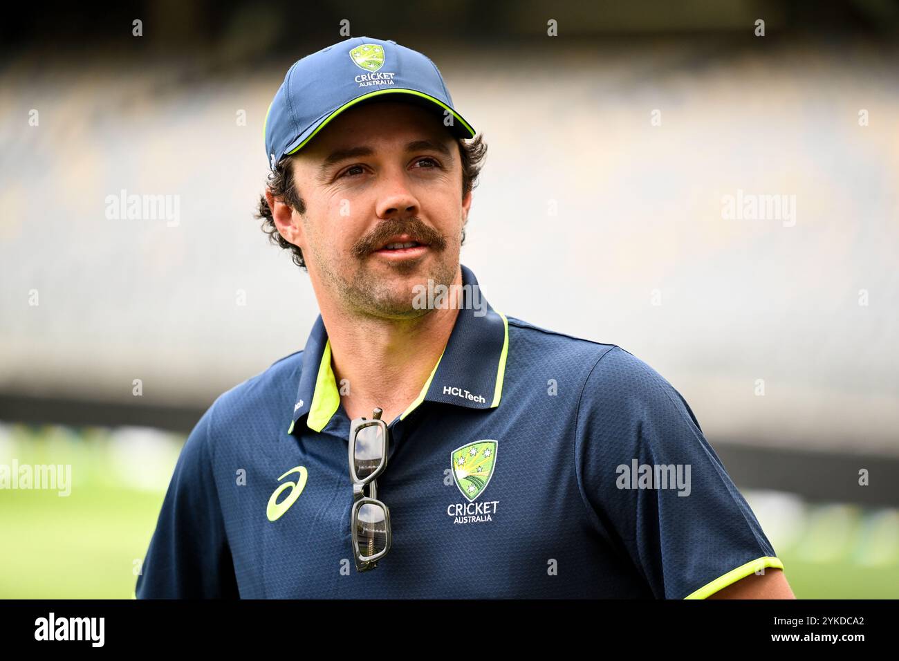 Perth, Australia. 18th Nov, 2024. Travis Head of Australia speaks ...
