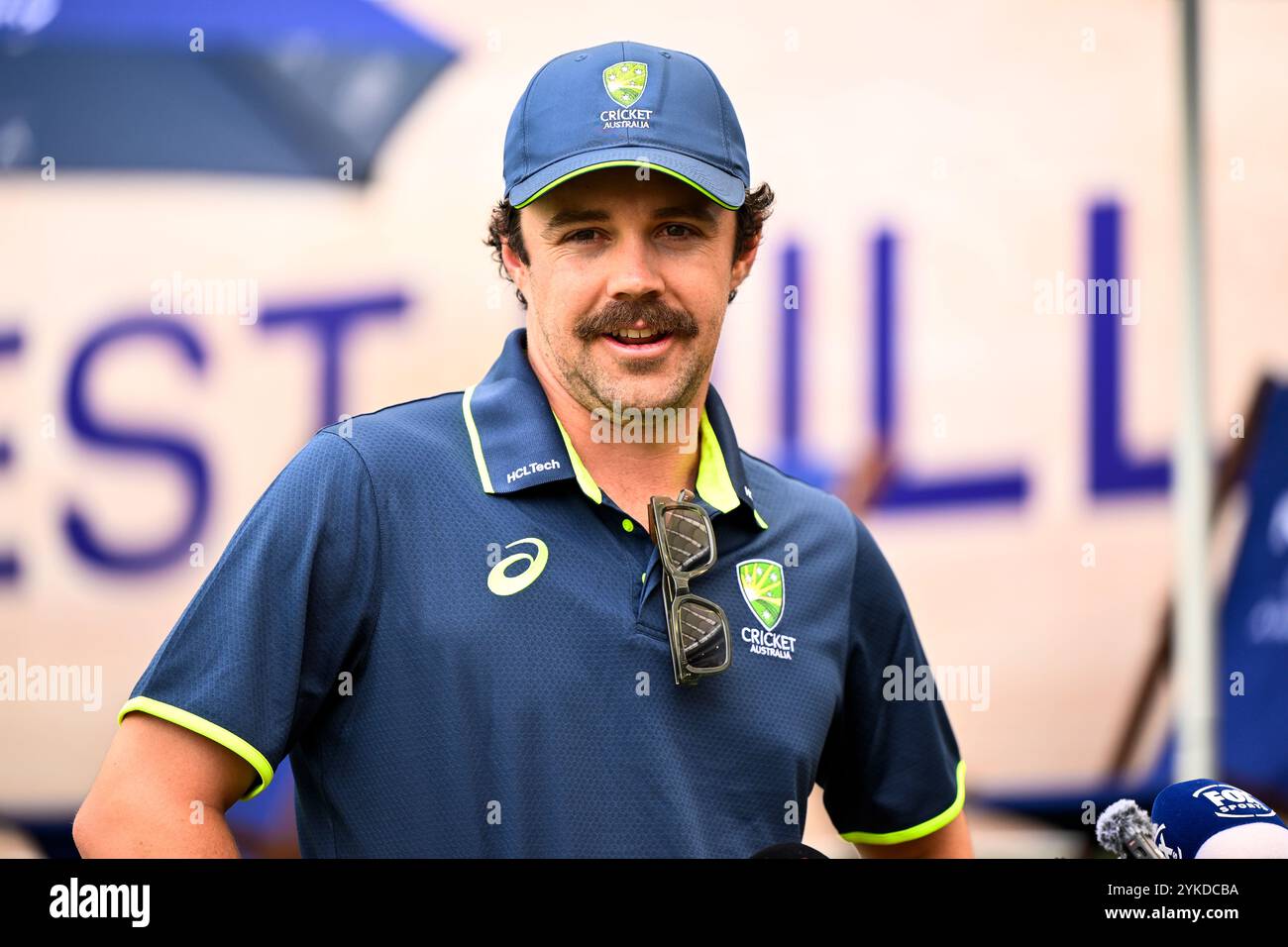 Perth, Australia. 18th Nov, 2024. Travis Head of Australia speaks ...