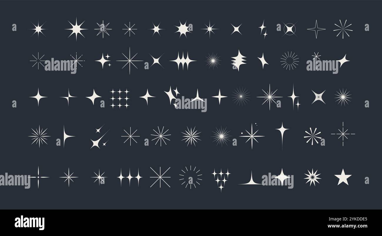 Collection of modern, minimalist star and sparkle elements. Vector illustrations Stock Vector ...