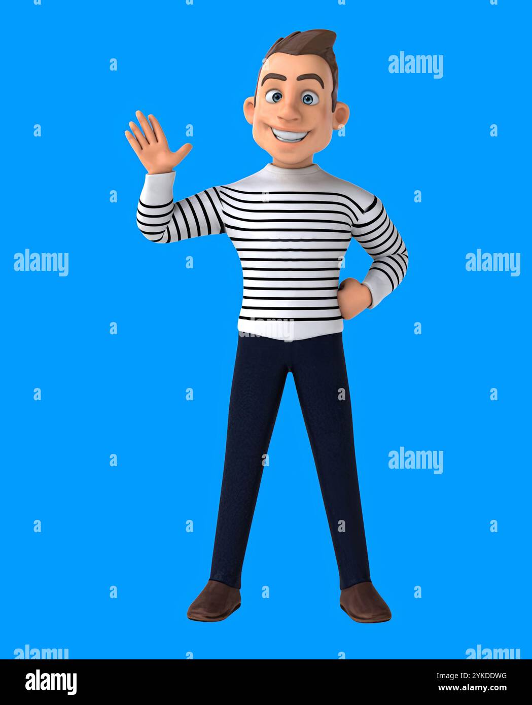 Fun 3D cartoon man saying hi Stock Photo - Alamy