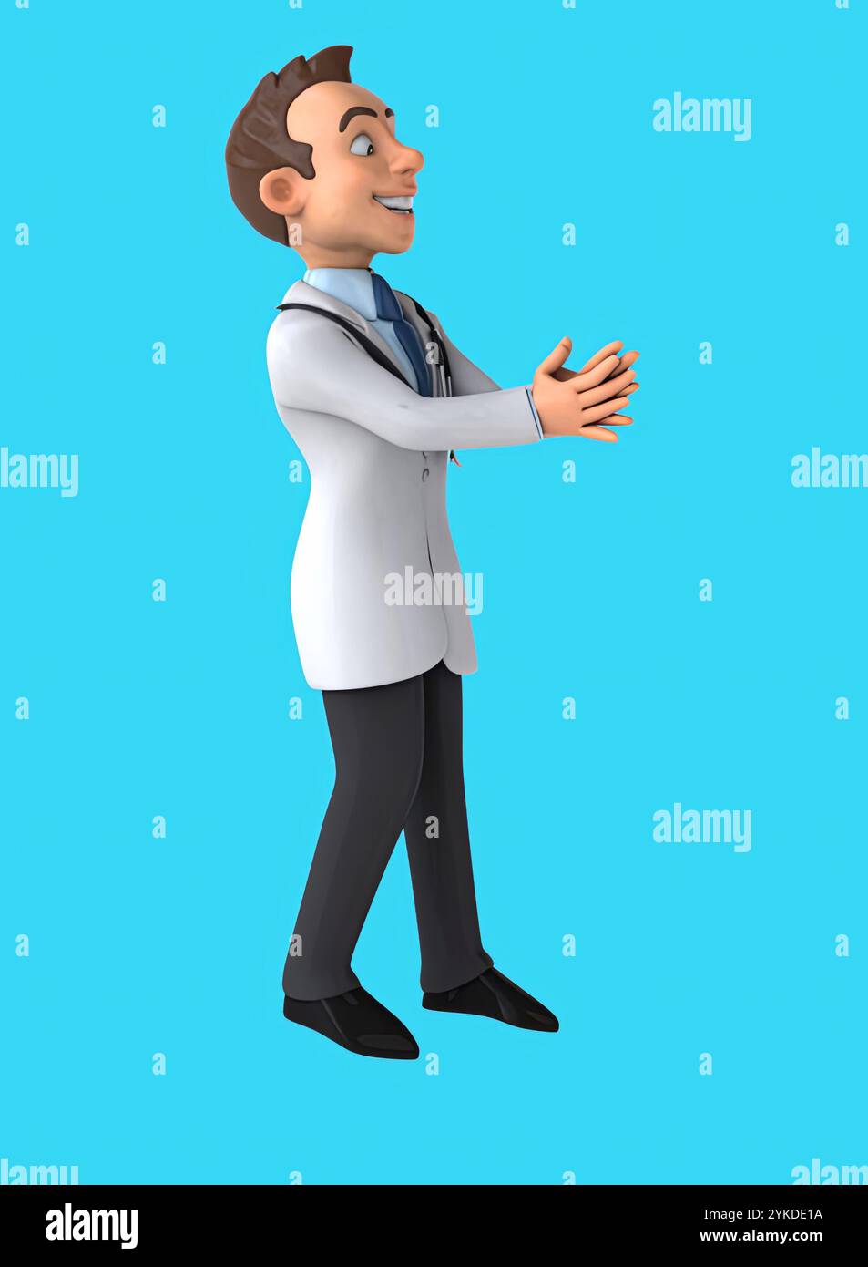 Fun 3D cartoon doctor clapping Stock Photo - Alamy