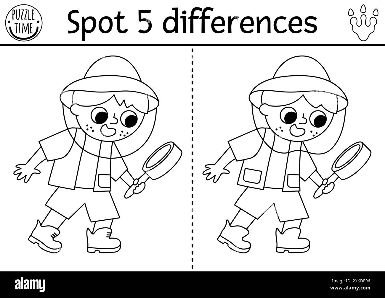 Find differences game. Dinosaur black and white educational activity ...