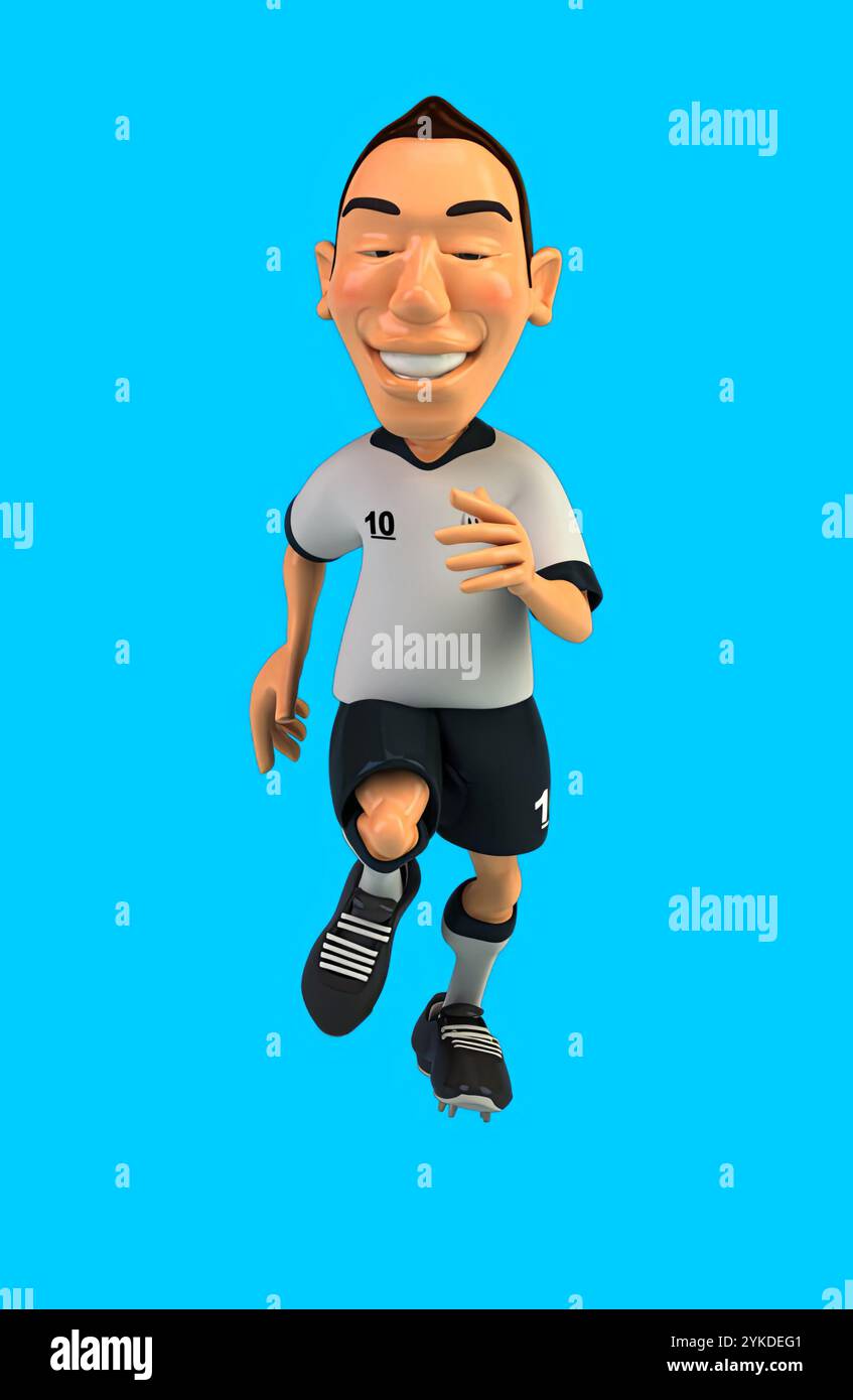 Fun 3D cartoon soccer player running Stock Photo - Alamy