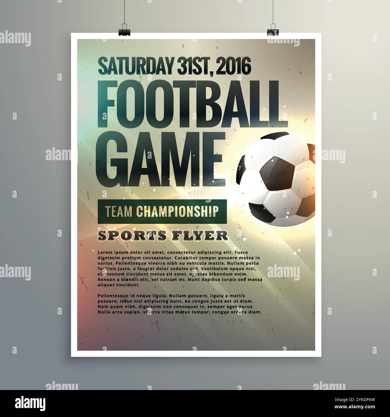 football event flyer design with tournament details Stock Vector Image ...