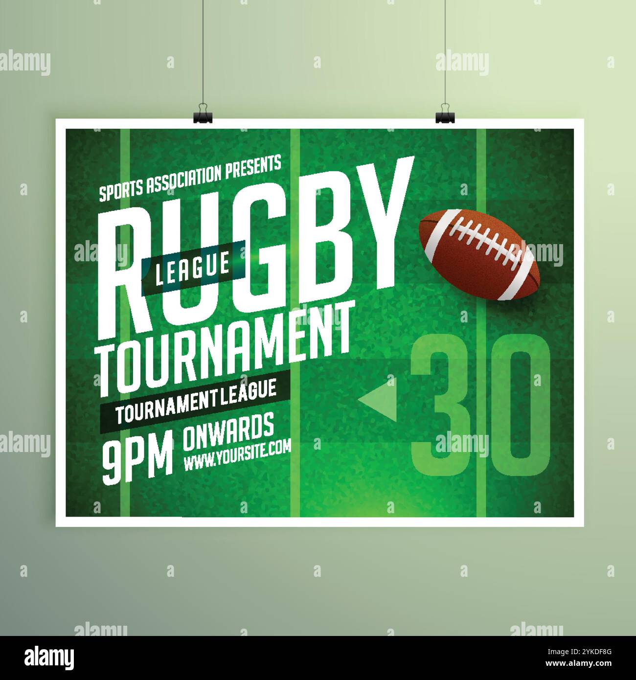 rugby game event flyer poster design vector template Stock Vector Image ...