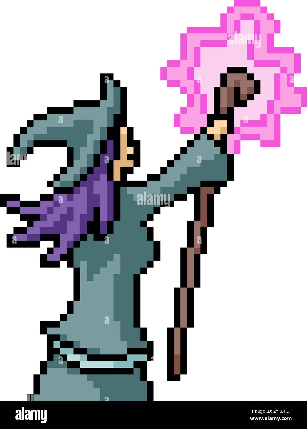 pixel art of witch cast magic isolated background Stock Vector Image ...