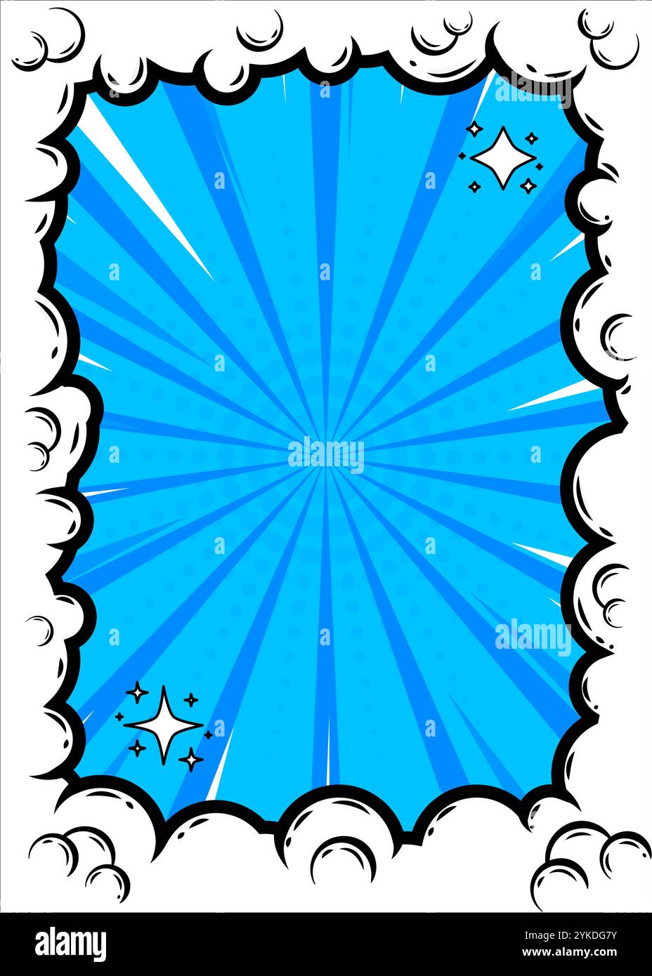 Cute comic background template. Blue color concept. Design illustration ...