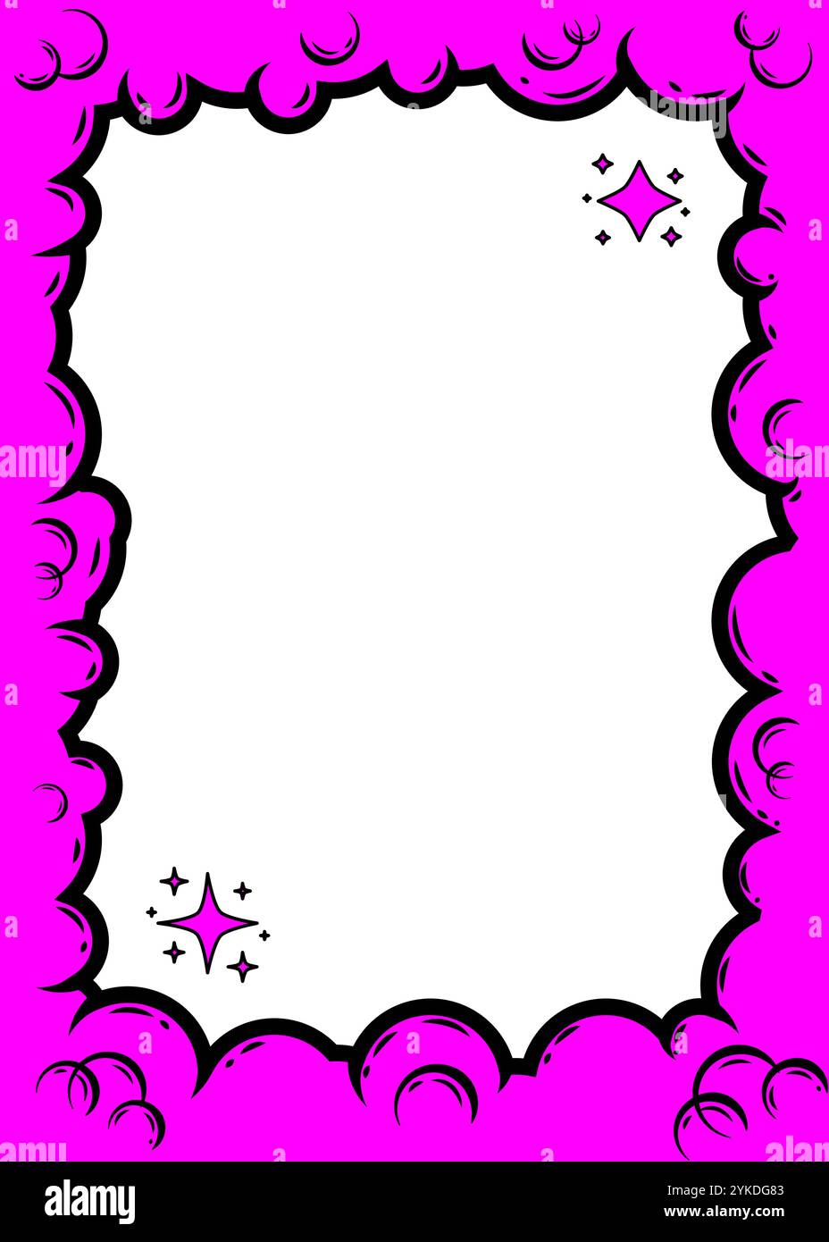 Cute comic frame template. Isolated on purple background. Design ...