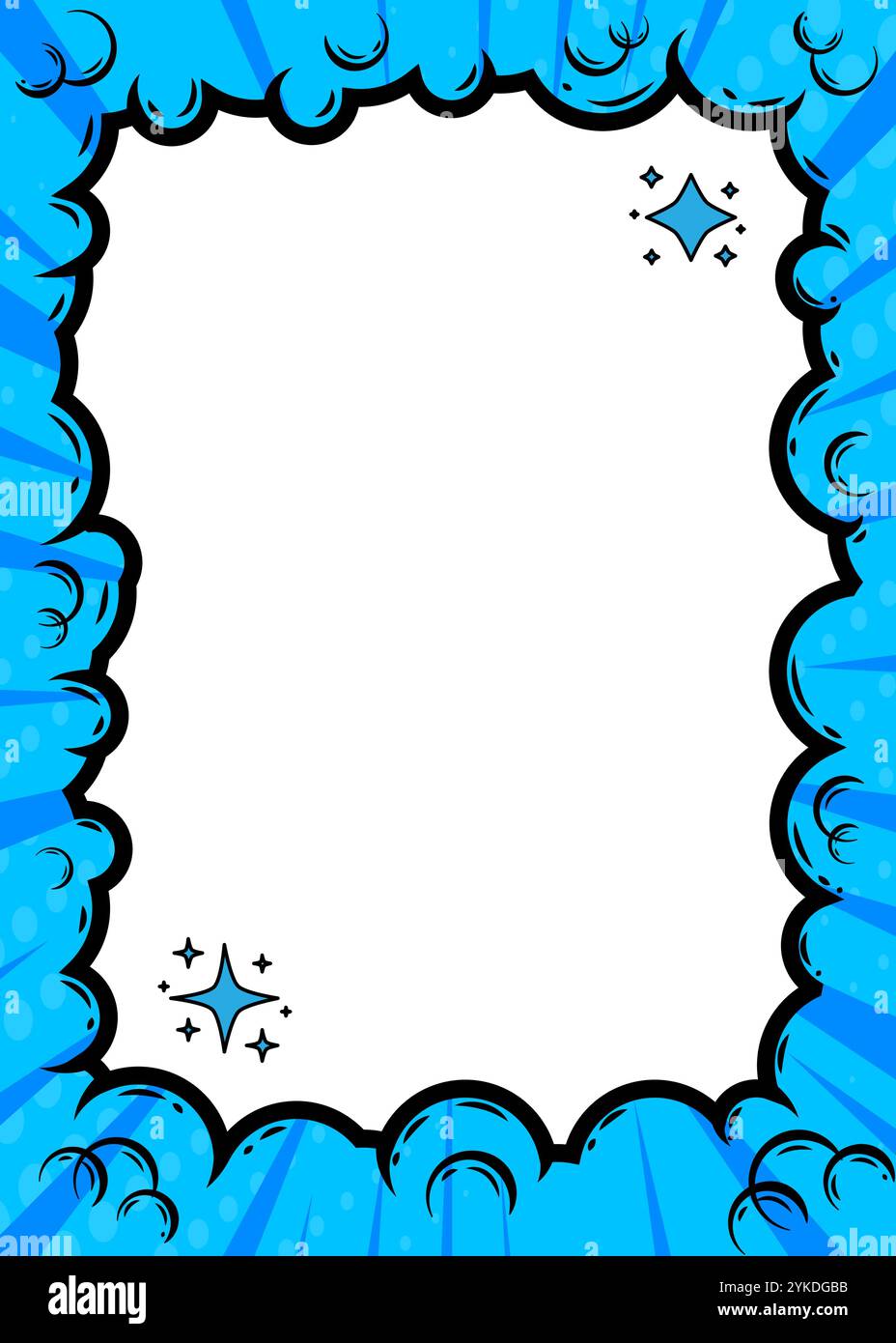 Comic frame background template. Blue color concept. Design ...