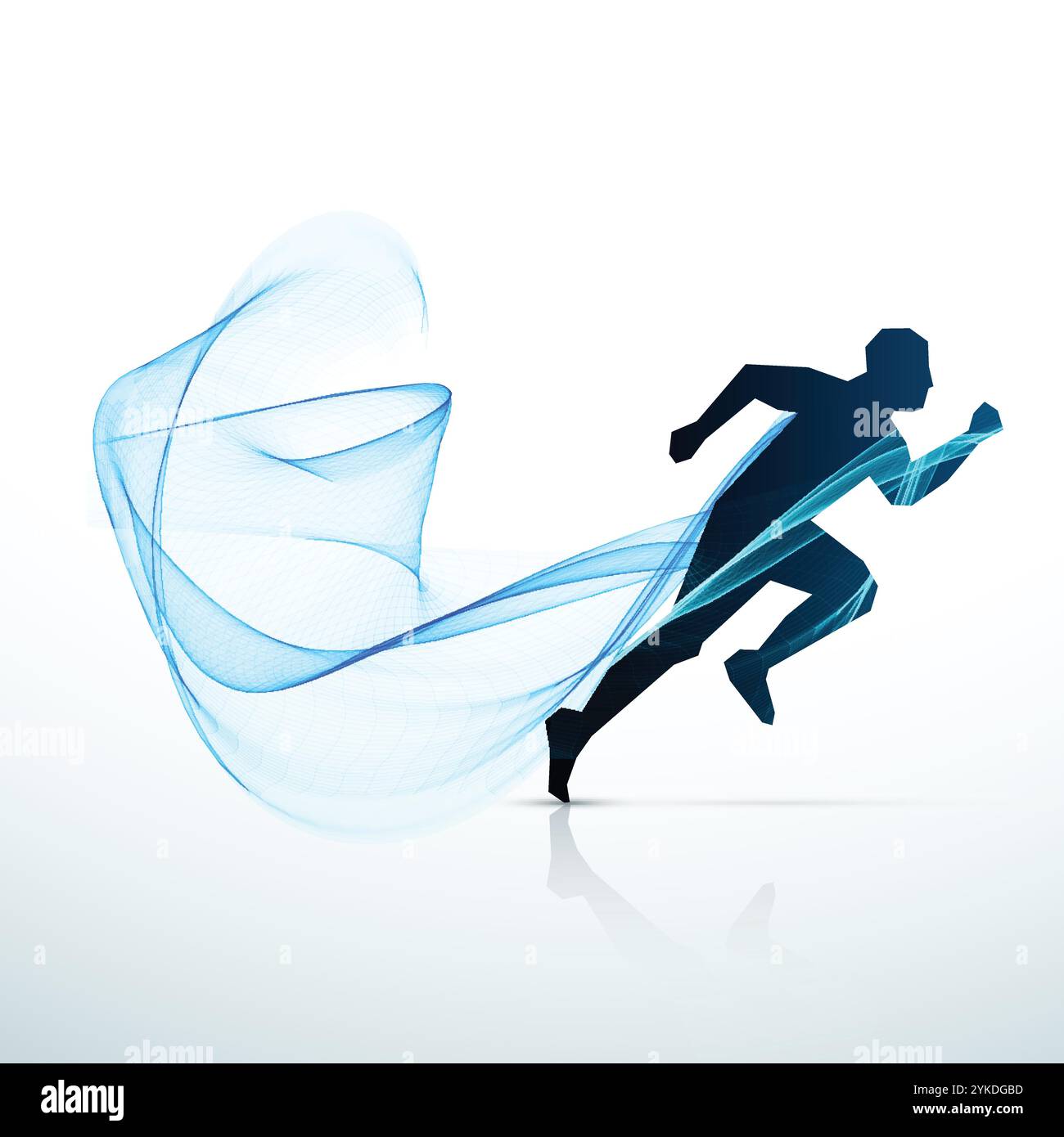 man running with blue flowing wave Stock Vector Image & Art - Alamy