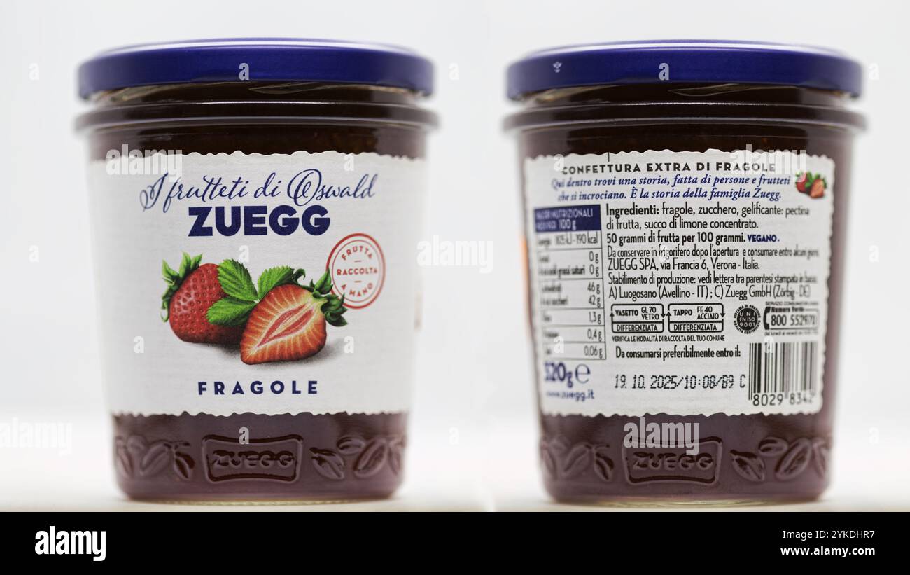 Rome, Italy - November 17, 2024: Zuegg strawberry jam, an unmissable ...