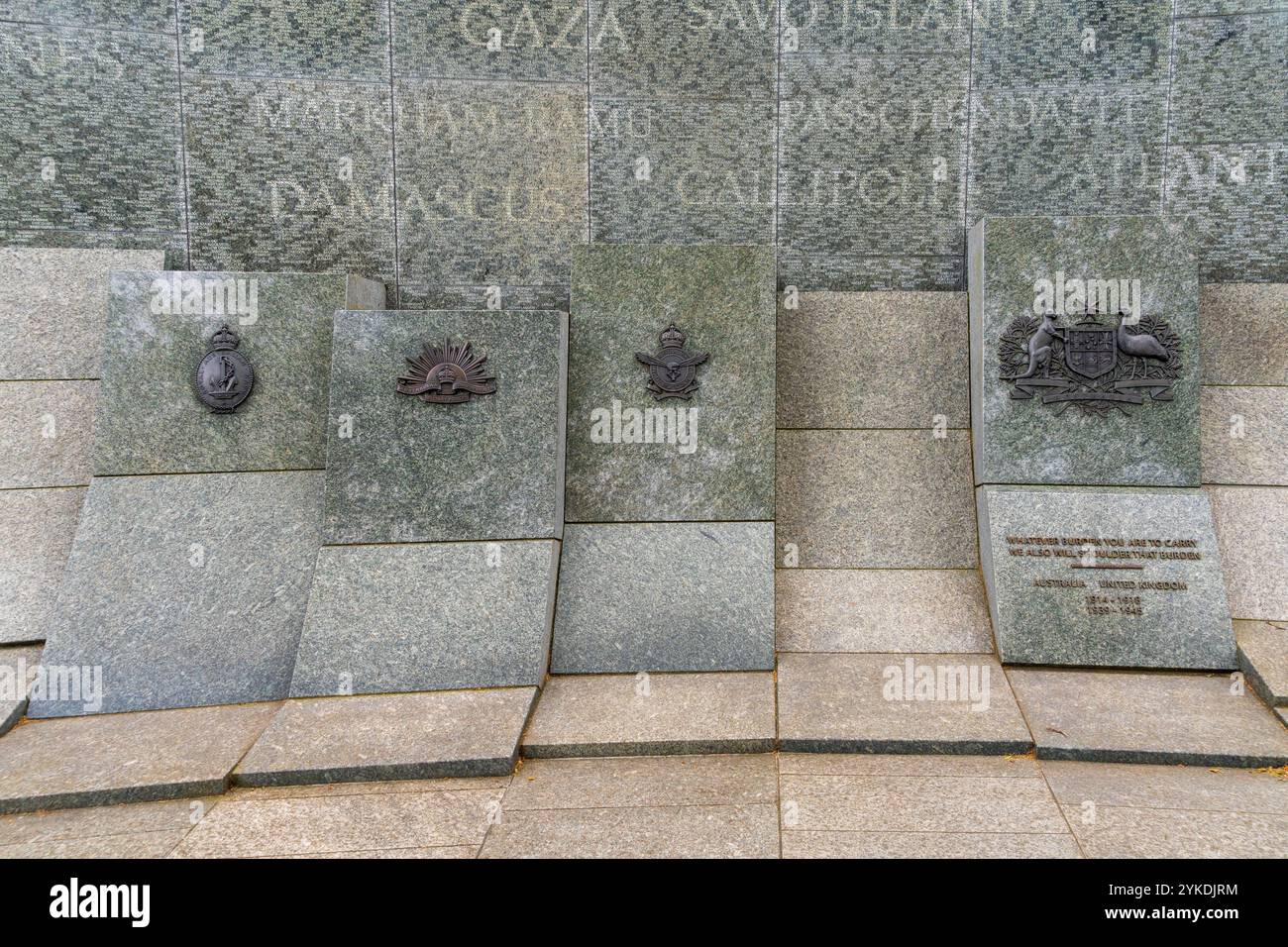 The Australian Memorial, curved wall of grey-green Australian granite ...