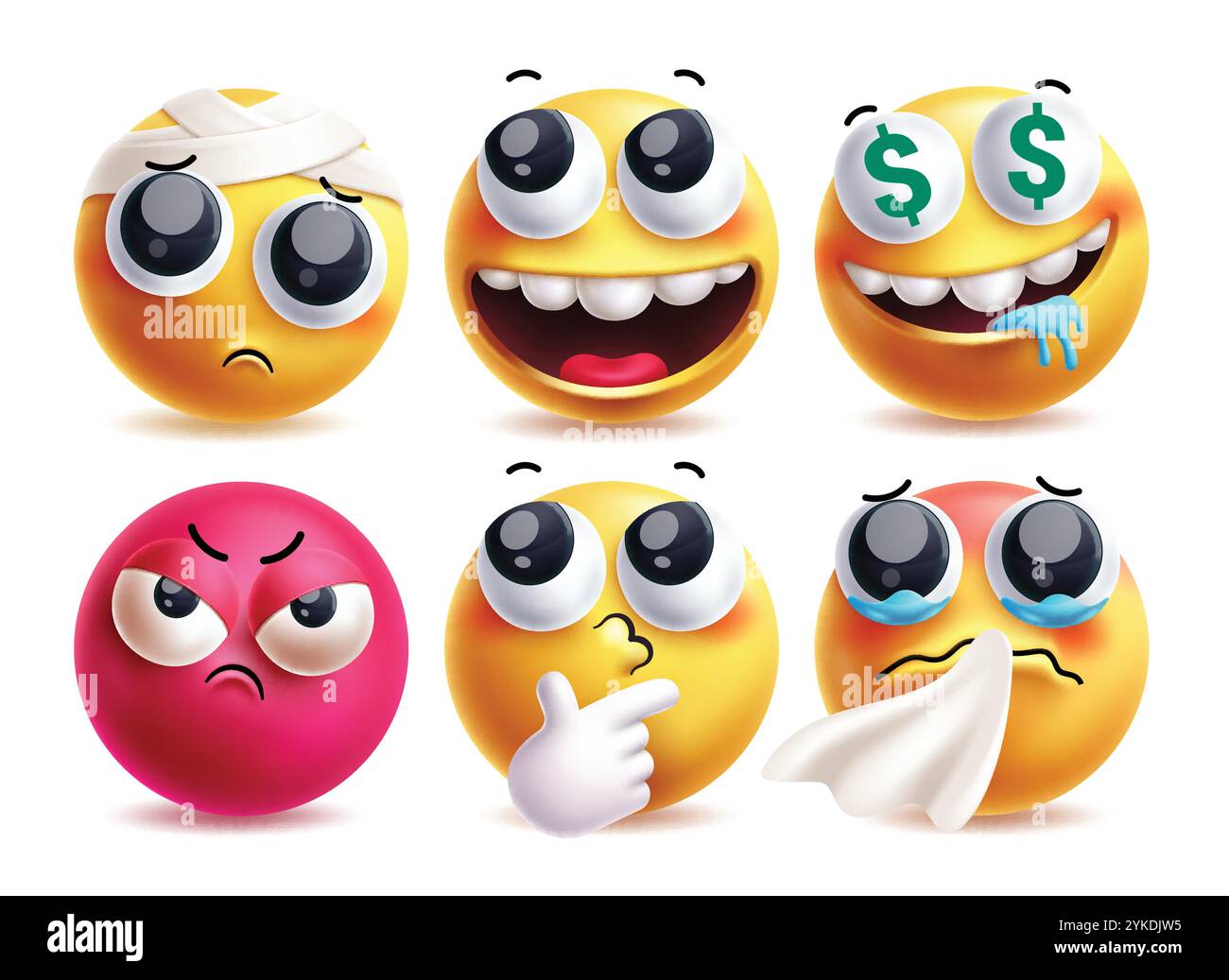 Headache emoji vector characters set. Clip art facial expressions in ...