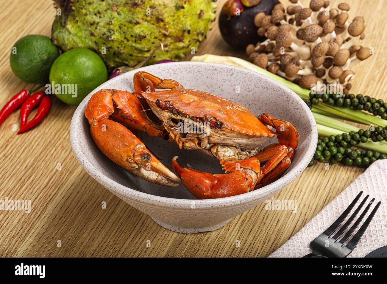 Delicous luxury steamed red crab in the plate Stock Photo - Alamy